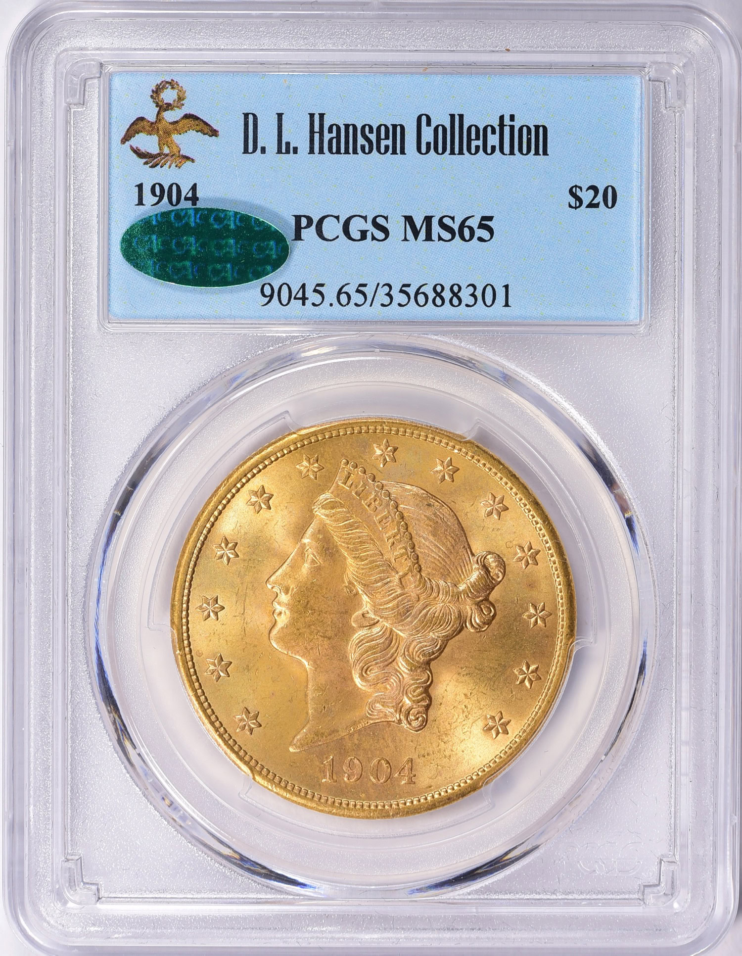 1904 Liberty Gold Double Eagle PCGS MS-65 (CAC Green) (D.L. Hansen ...