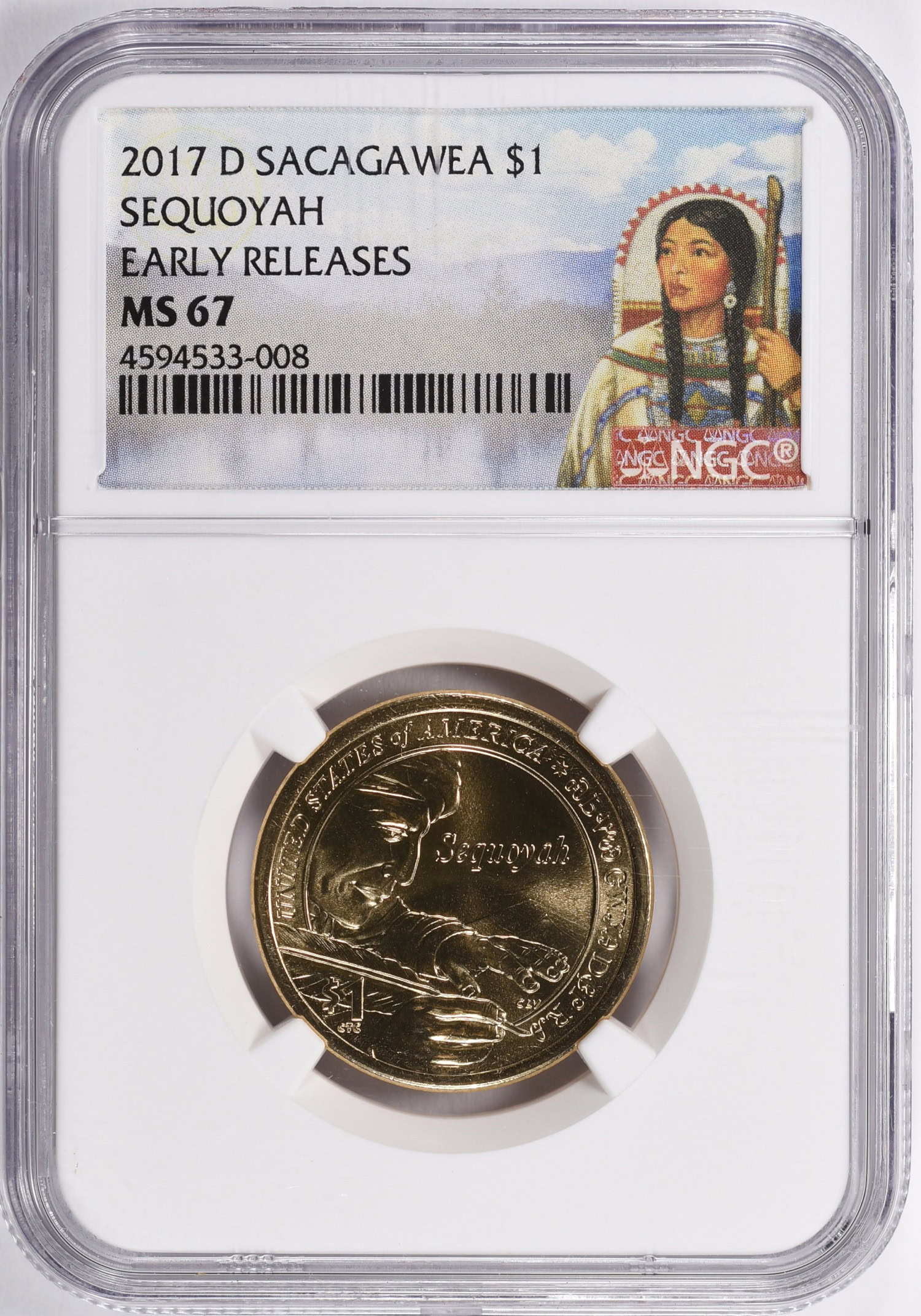 2017-D Sacagawea Dollar Native American Sequoyah Early Releases NGC MS ...