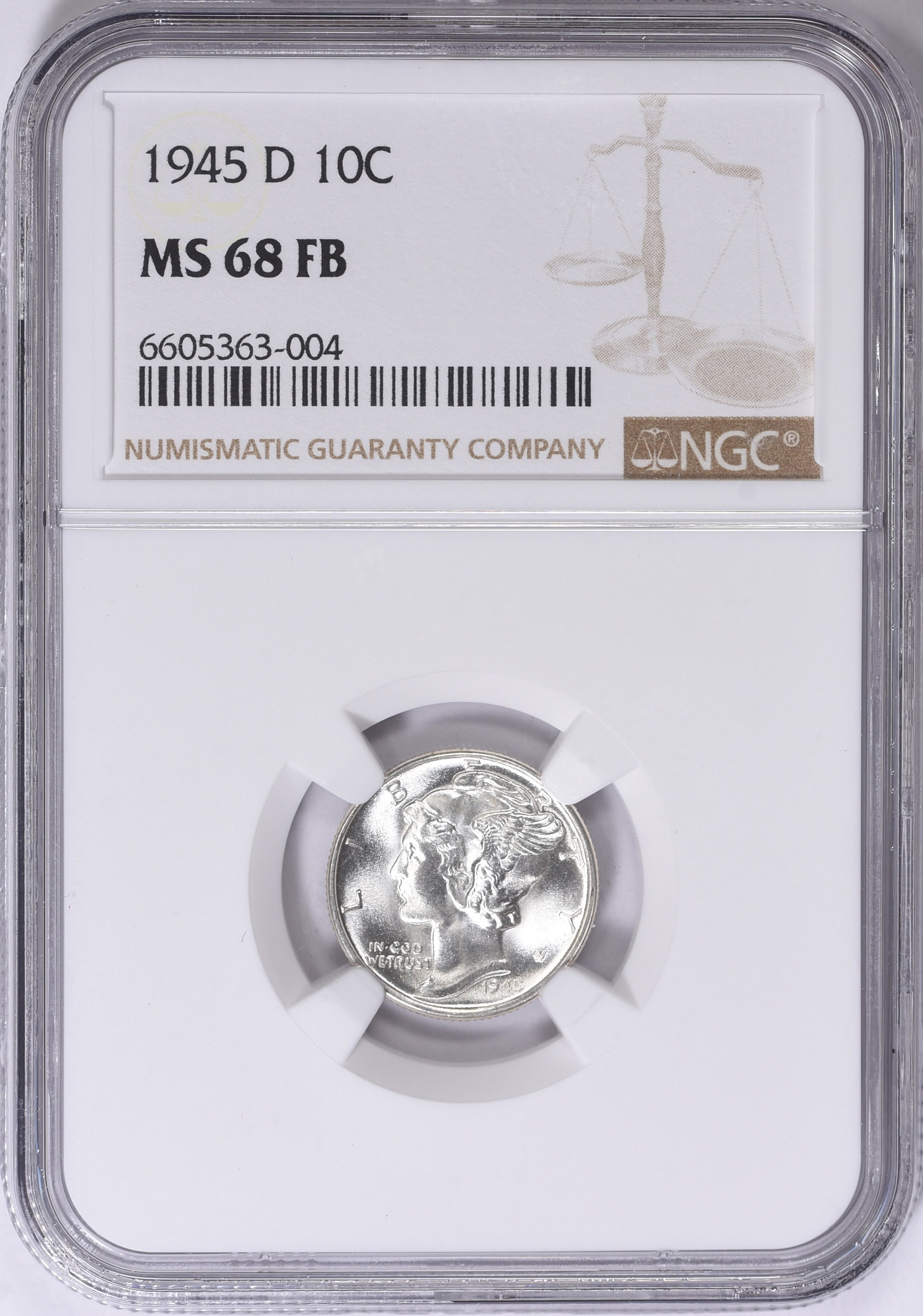 1945-D Mercury Dime NGC MS-68 FB (Item 1239614) | GreatCollections Coin Auctions