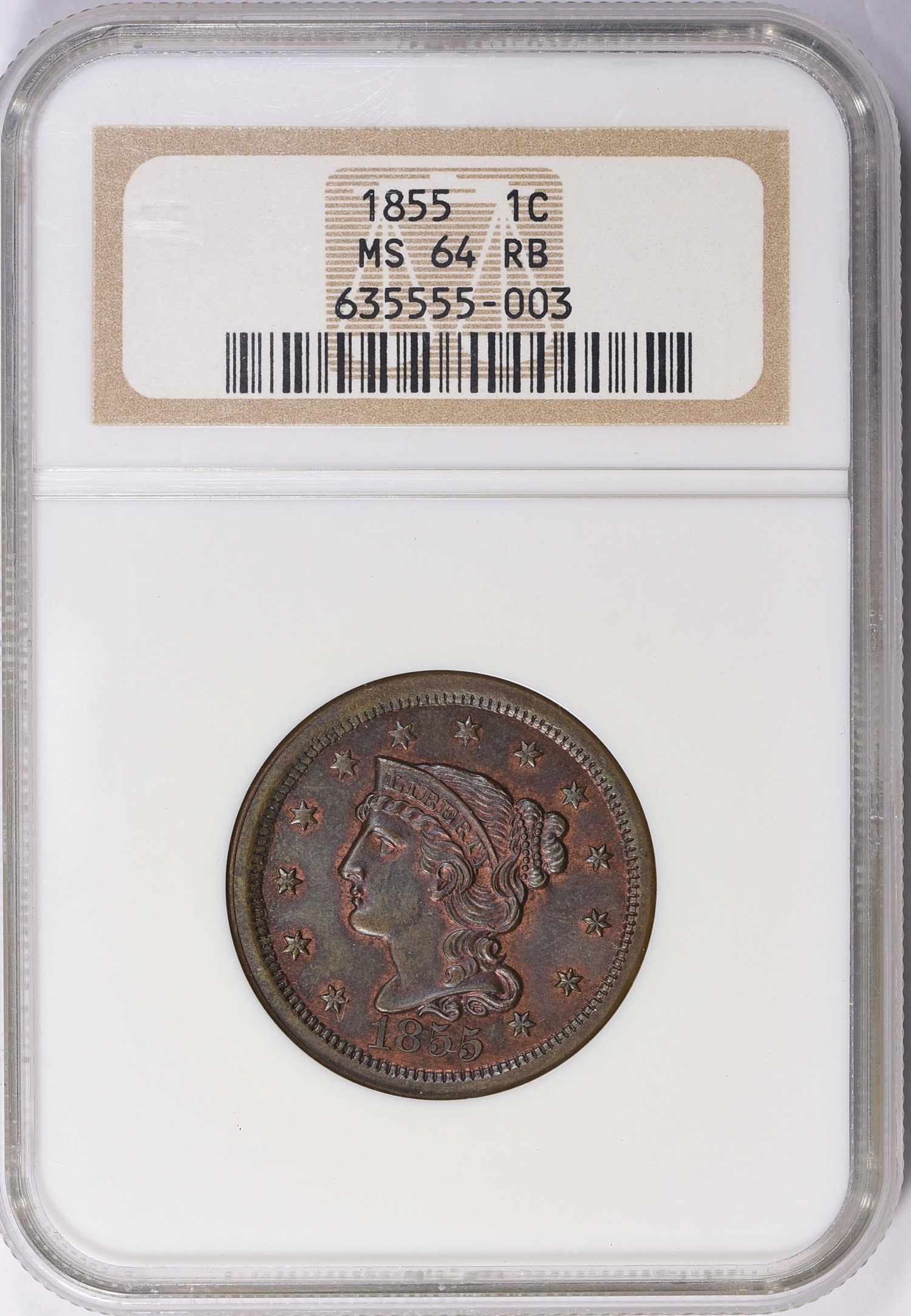 1855 Braided Hair Cent Upright 55 NGC MS-64 RB (Item 1245403 ...