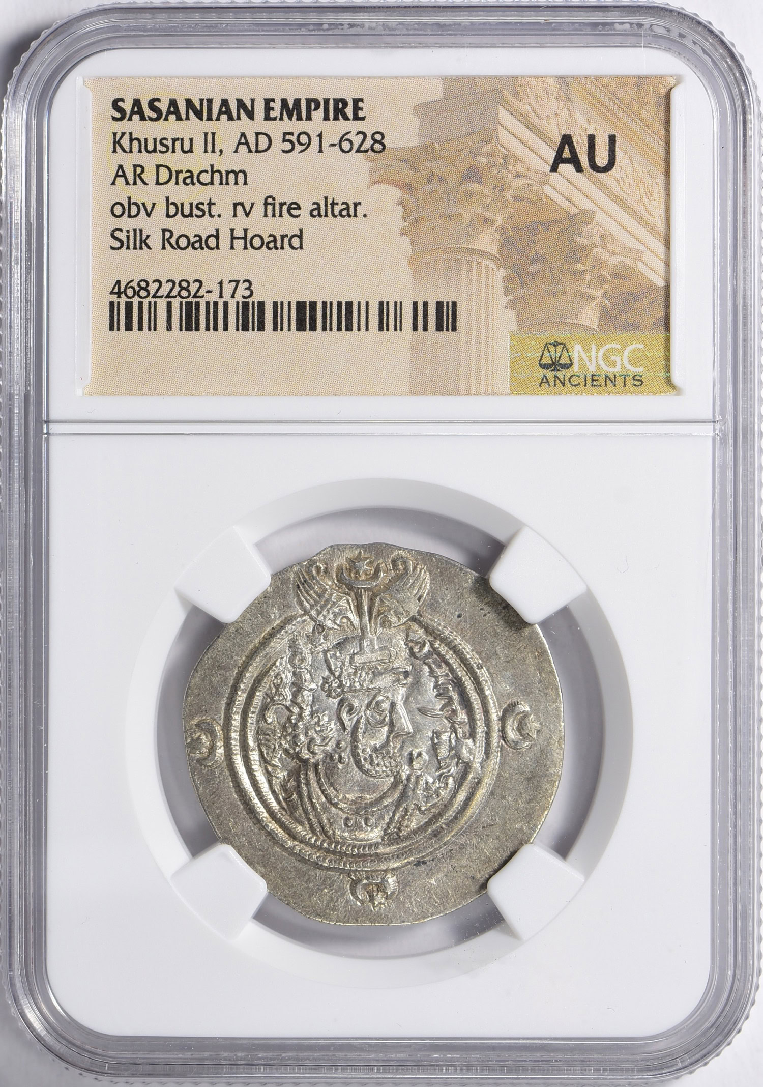 Ancient Sasanian Empire, Khusru II (A.D. 591-628) AR Drachm NGC AU (Ex ...