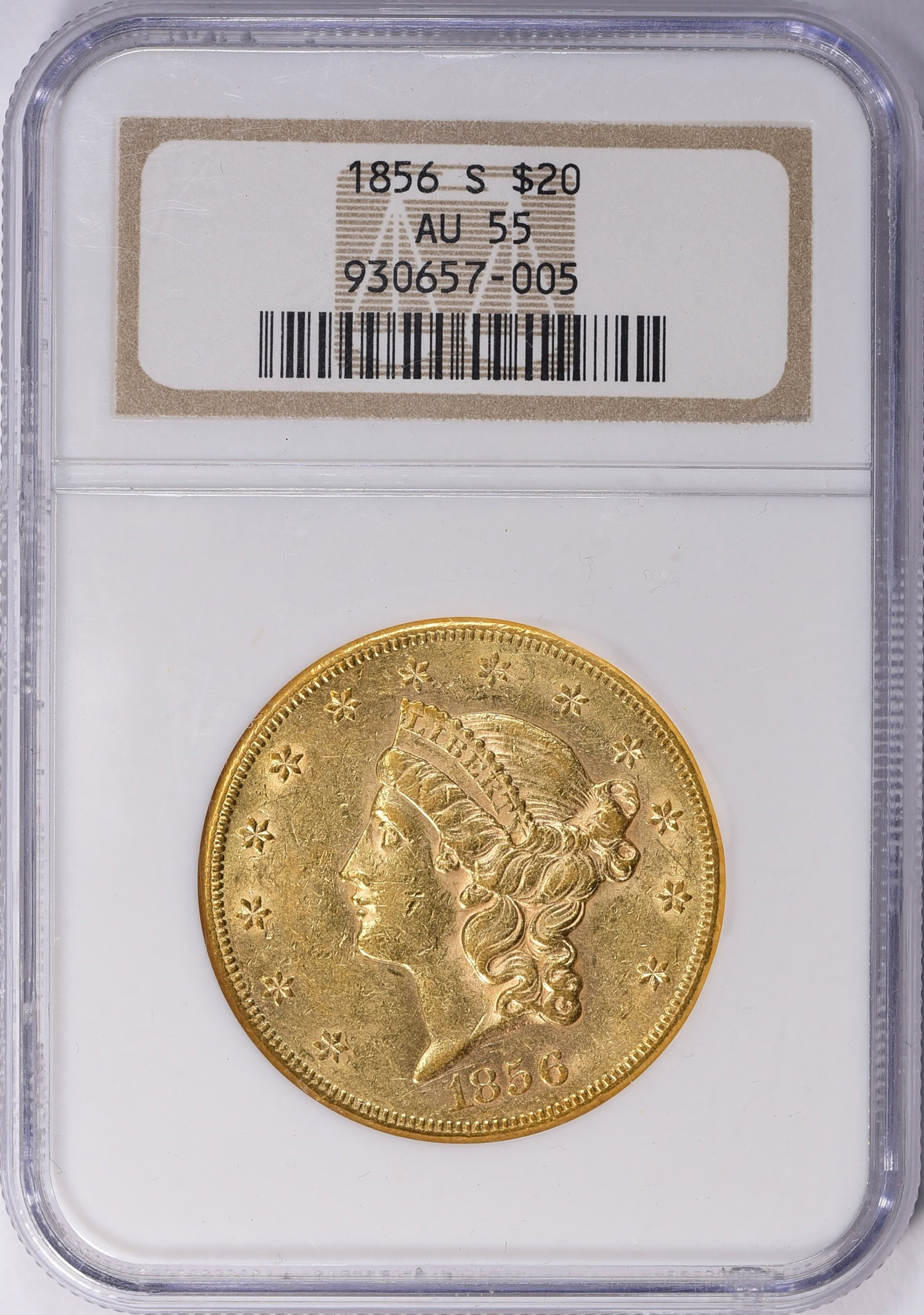 1856-S Liberty Gold Double Eagle NGC AU-55 (Item 1256447) | GreatCollections Coin Auctions