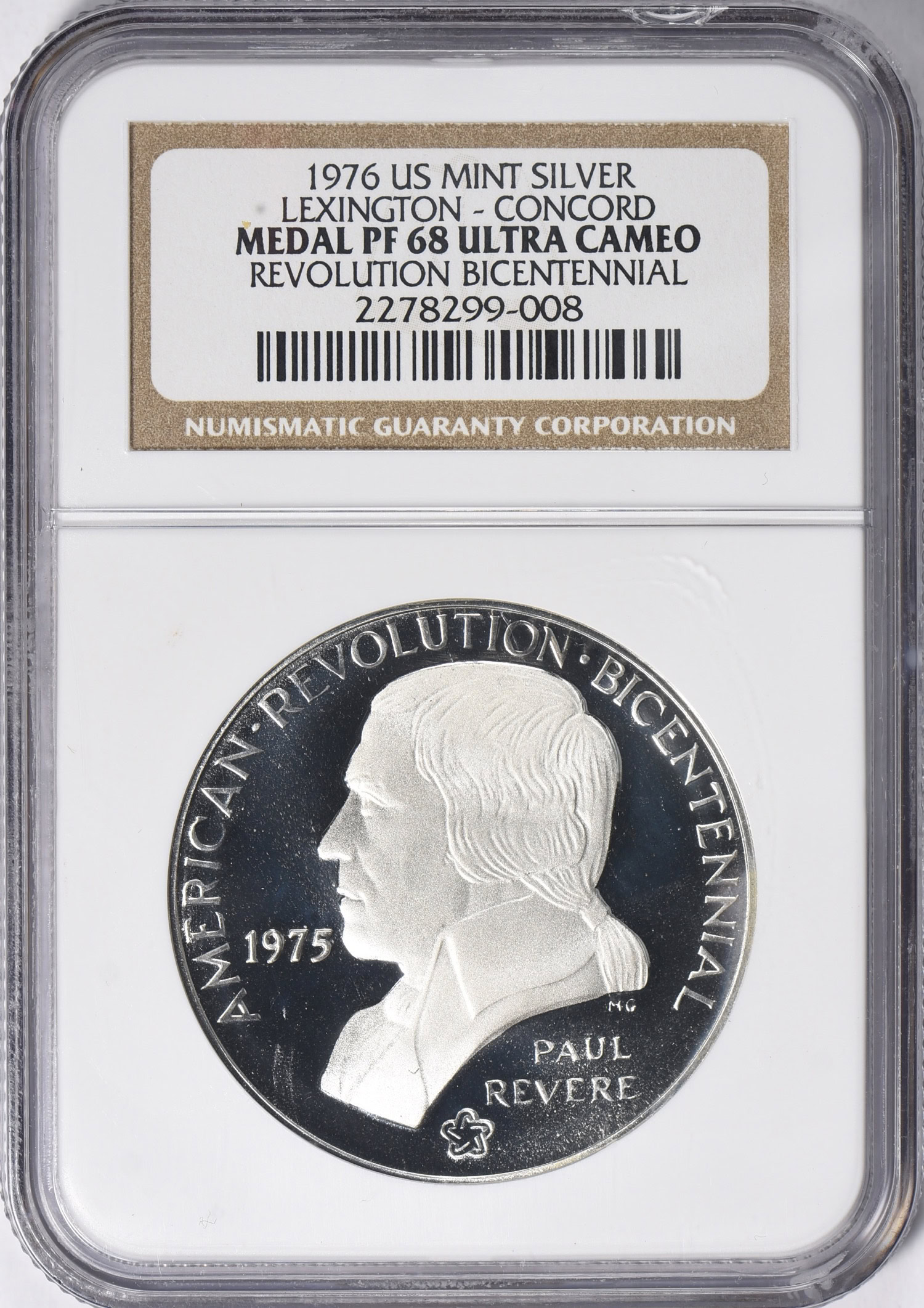 1976 Silver Lexington - Concord Medal Revolution Bicentennial NGC Proof ...