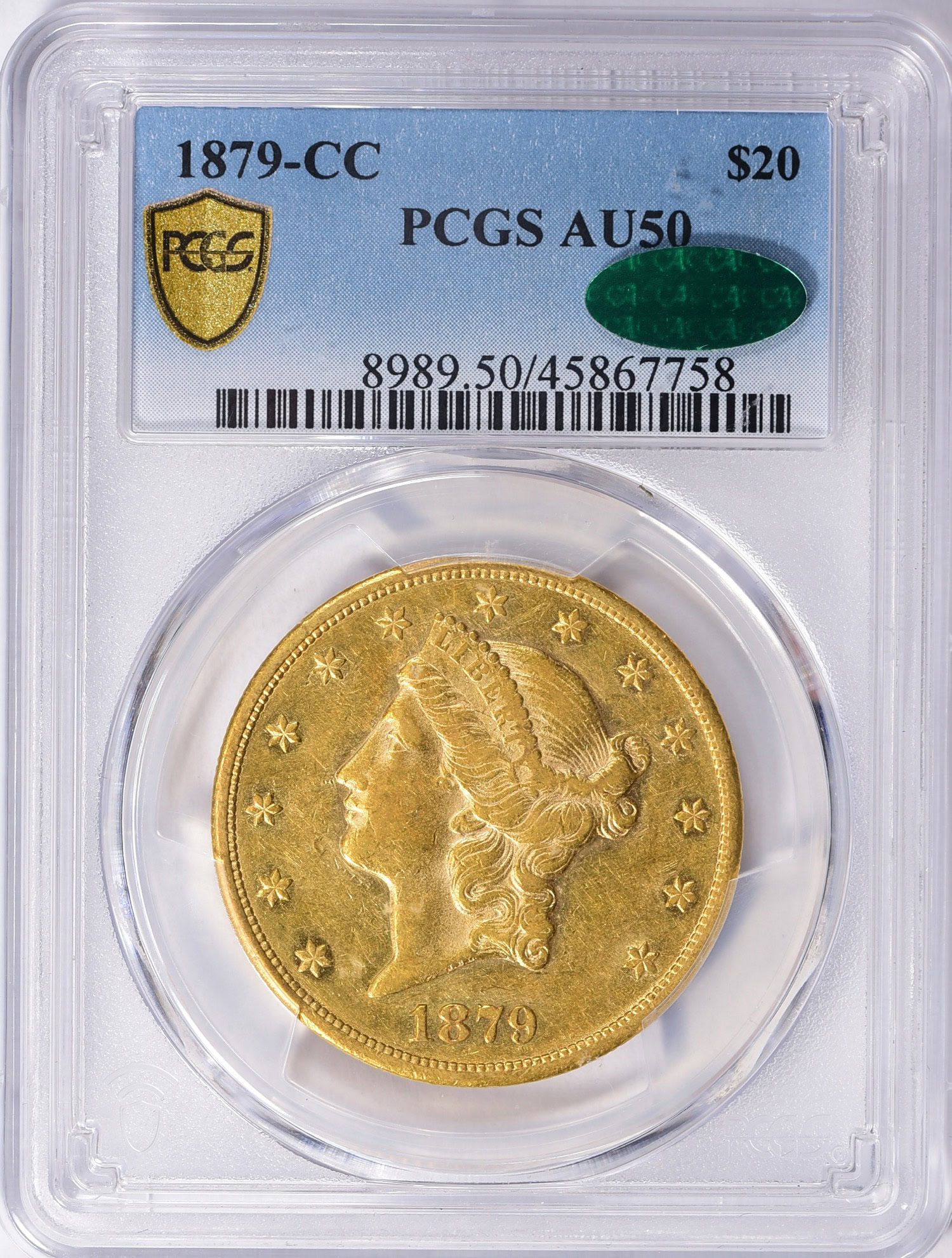 1879-CC Liberty Gold Double Eagle PCGS AU-50 (CAC Green) (Item 1261897) | GreatCollections Coin ...