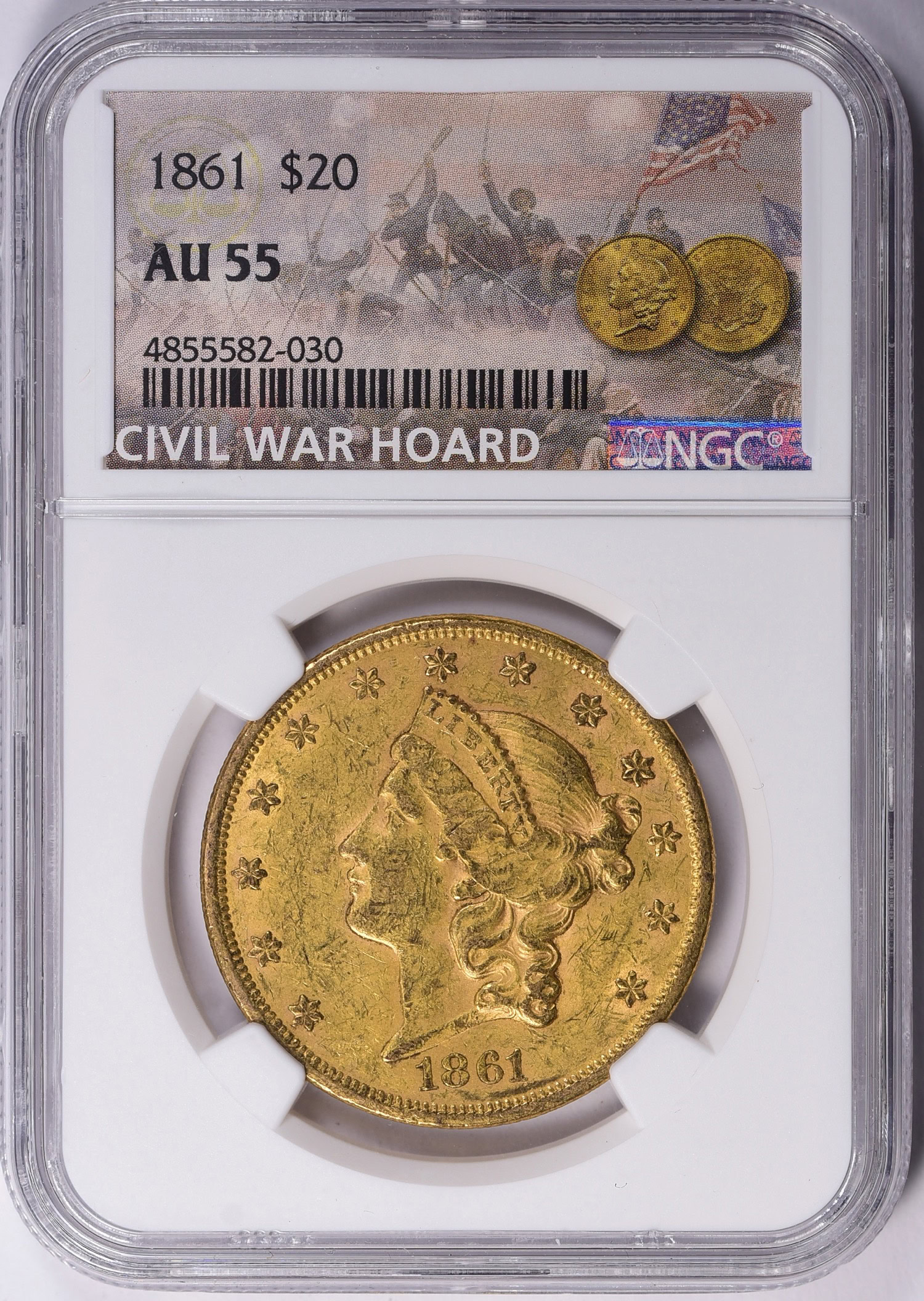 1861 Liberty Gold Double Eagle NGC AU-55 (Civil War Hoard) (Item 1294119) | GreatCollections ...
