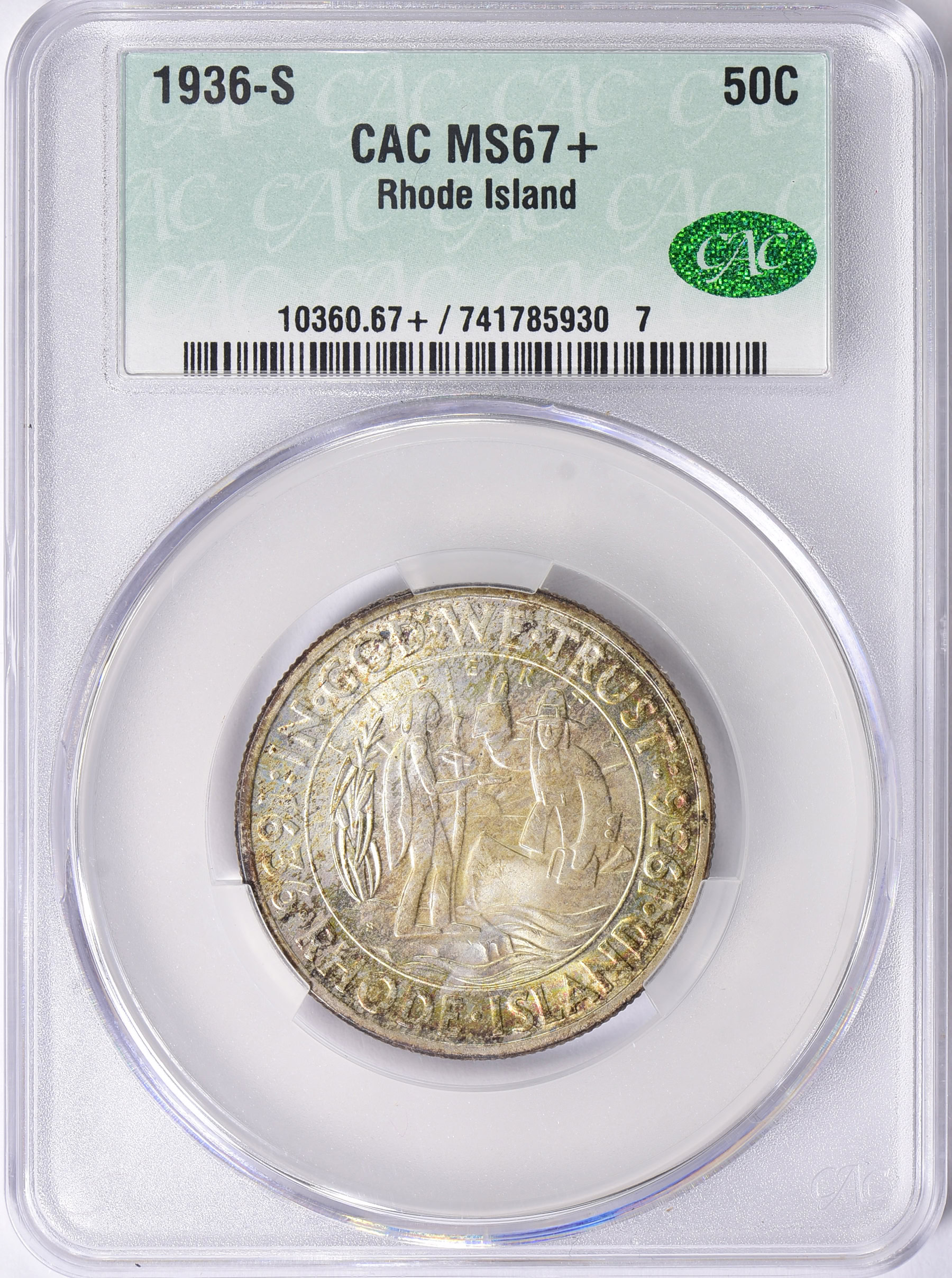 1936-S Providence, Rhode Island Tercentenary Half Dollar CACG MS-67 ...
