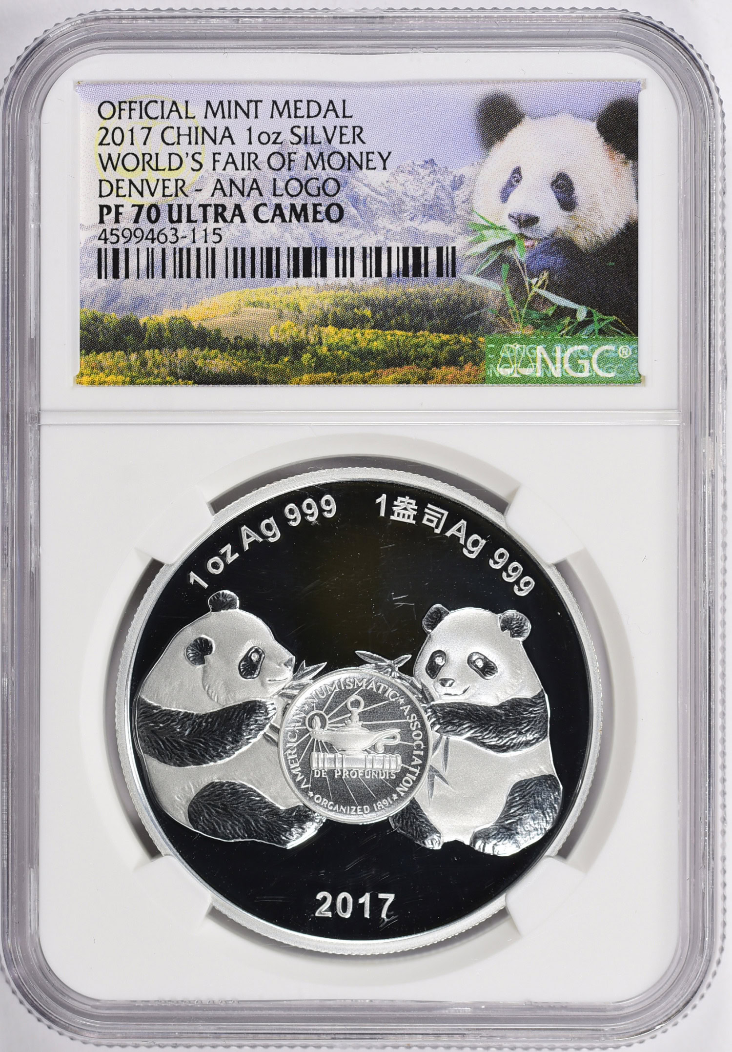 China 2017 Silver 1oz. Denver World's Fair of Money Panda Official Mint ...