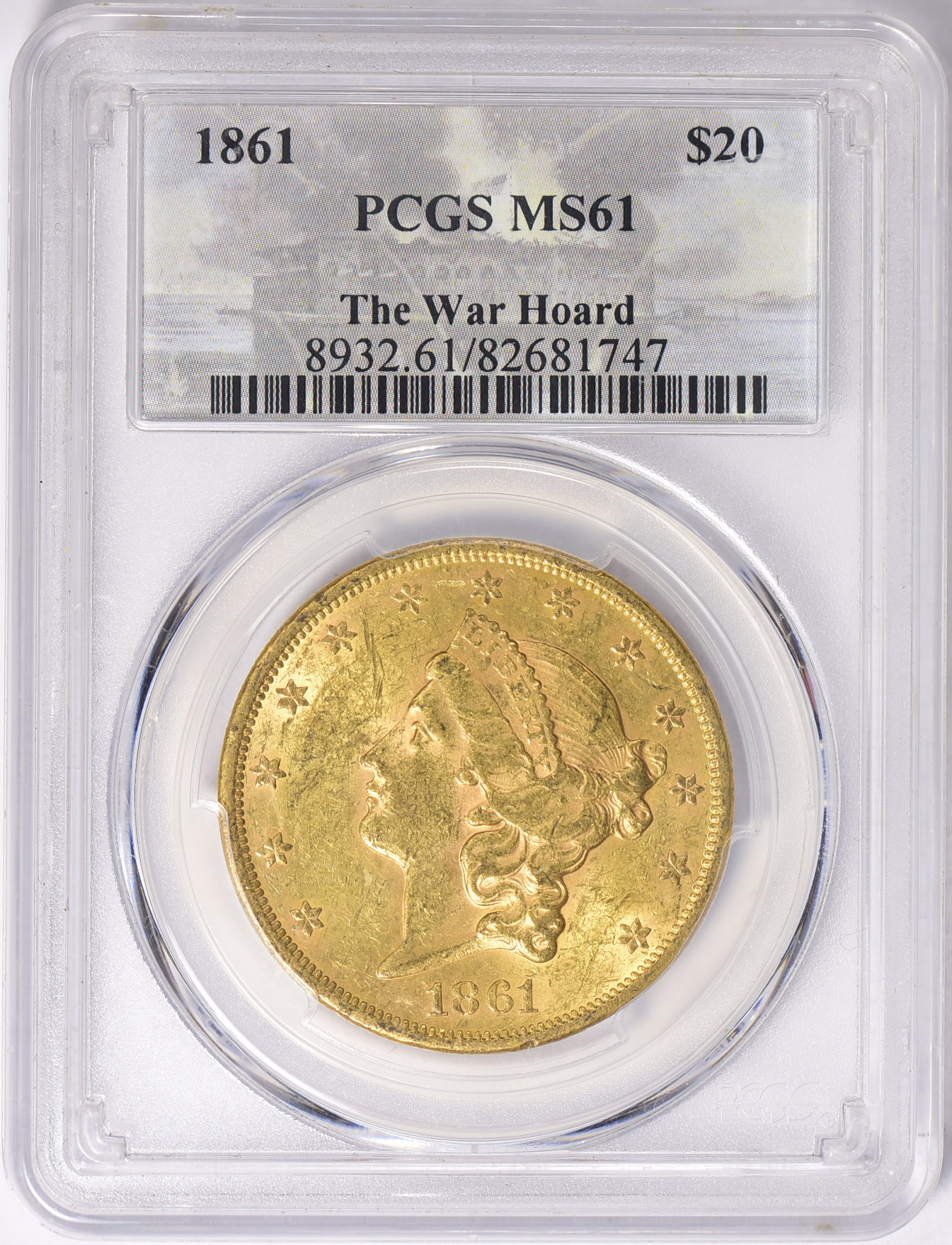 1861 Liberty Gold Double Eagle PCGS MS-61 (The War Hoard) (Item 1330559 ...