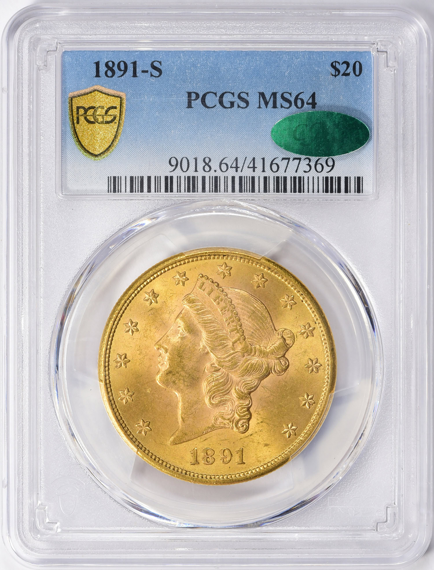 1891-S Liberty Gold Double Eagle PCGS MS-64 (CAC Green) (Item 1351092) | GreatCollections Coin ...
