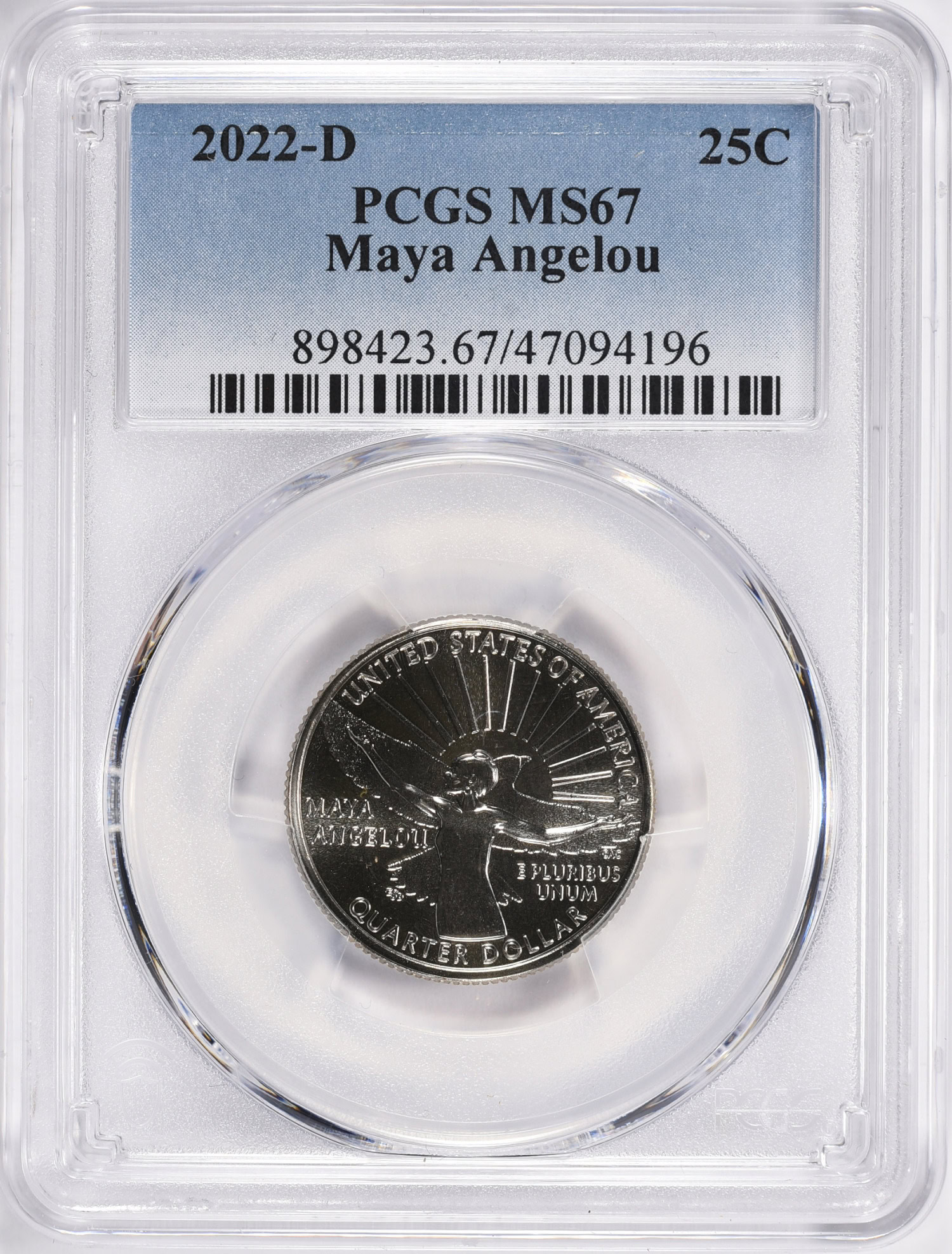 2022-D American Women Quarter Maya Angelou PCGS MS-67 (Item 1386744 ...