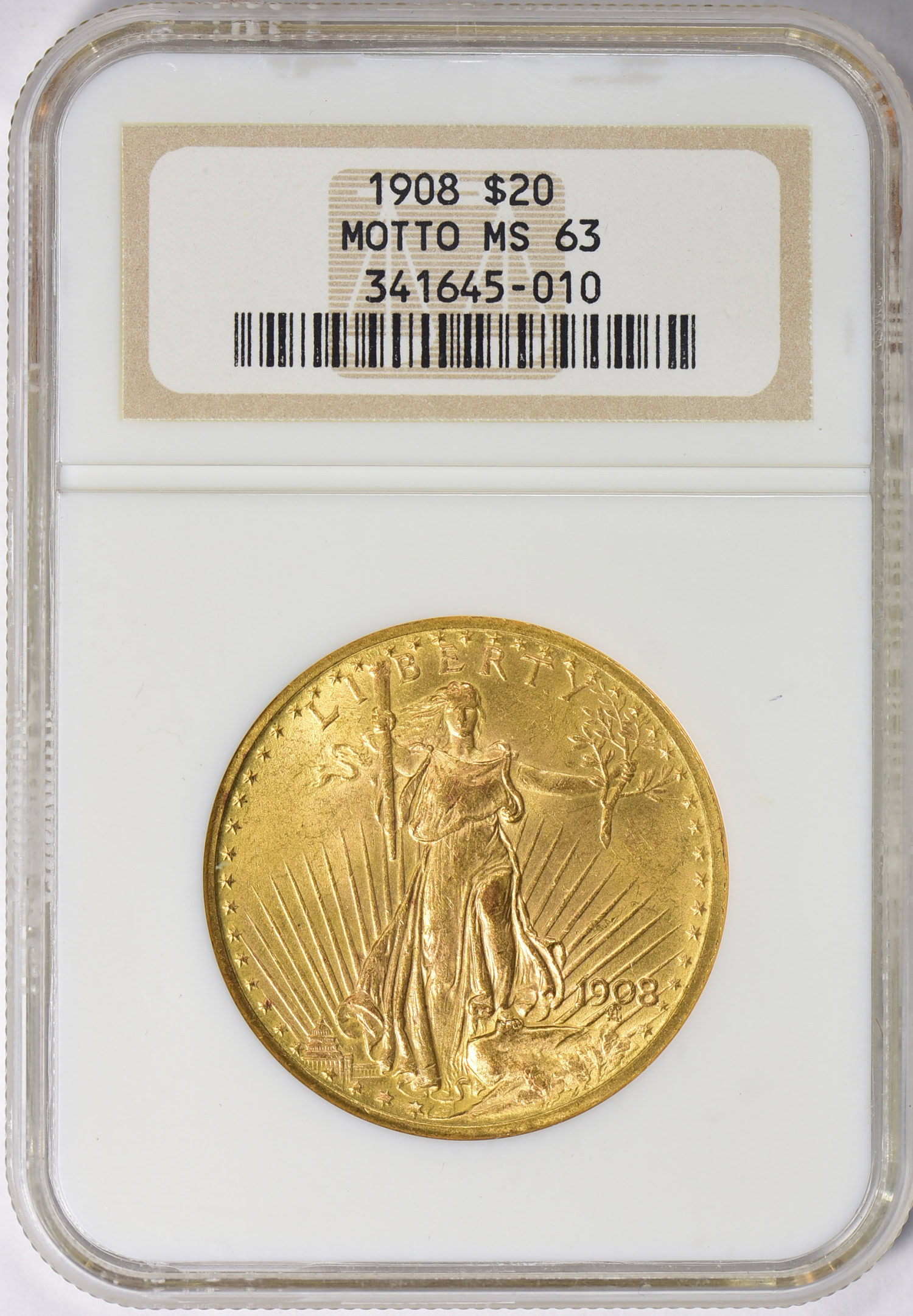 1908 Saint-Gaudens Gold Double Eagle Motto NGC MS-63 (Item 1388008 ...