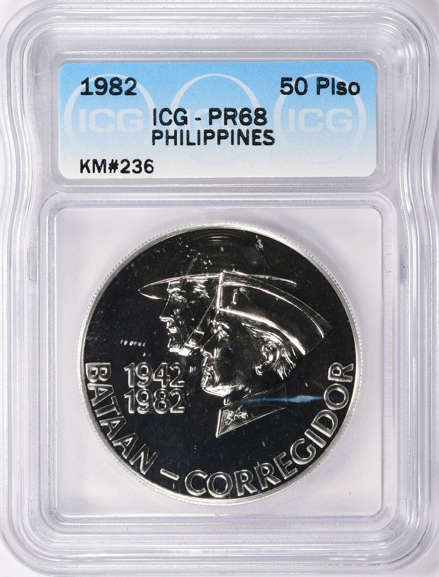 Philippines 1982-FM Silver 50 Piso 40th Anniversary Bataan-Corregidor ...
