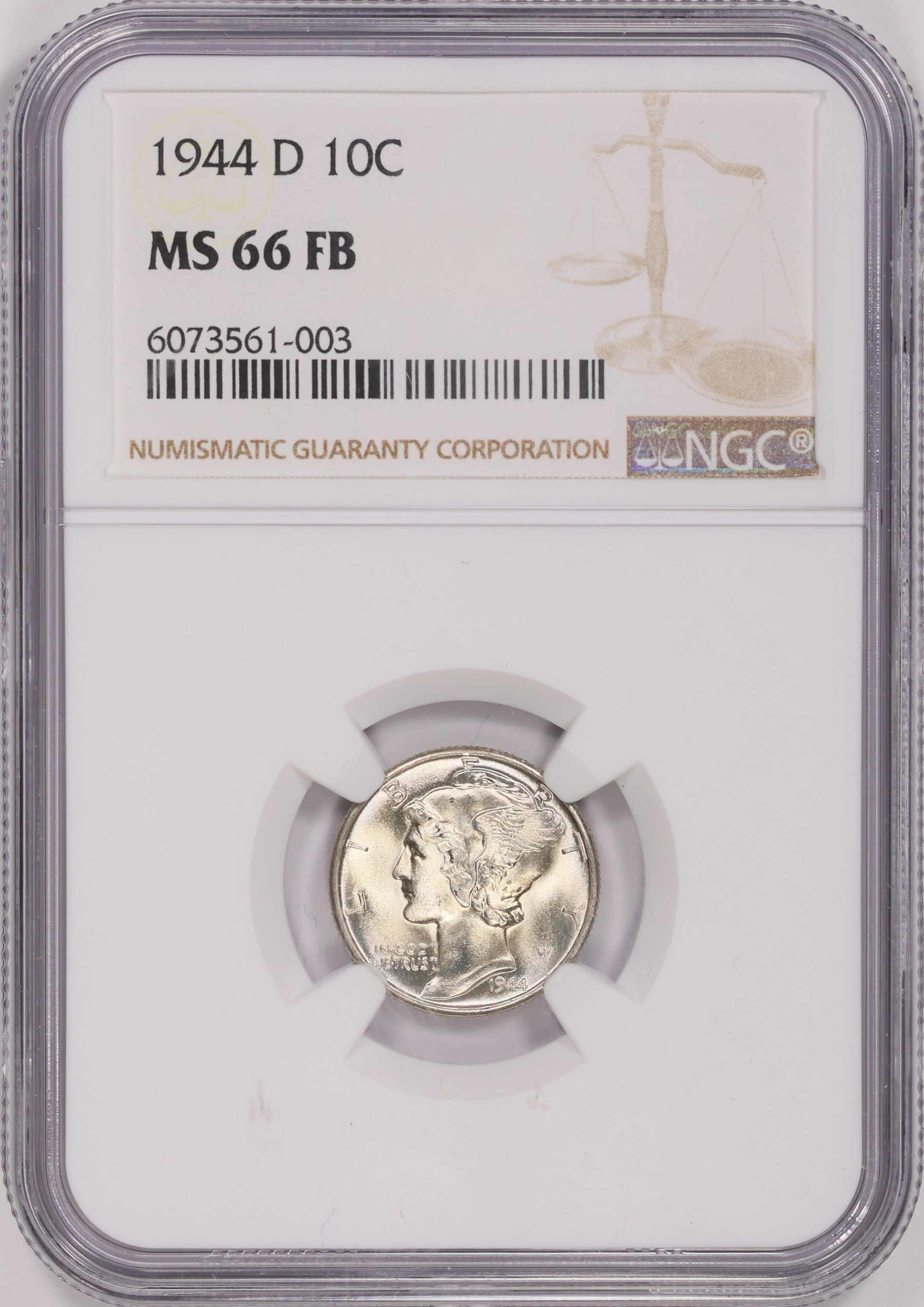 1944-D Mercury Dime NGC MS-66 FB (Item 1397847) | GreatCollections Coin Auctions