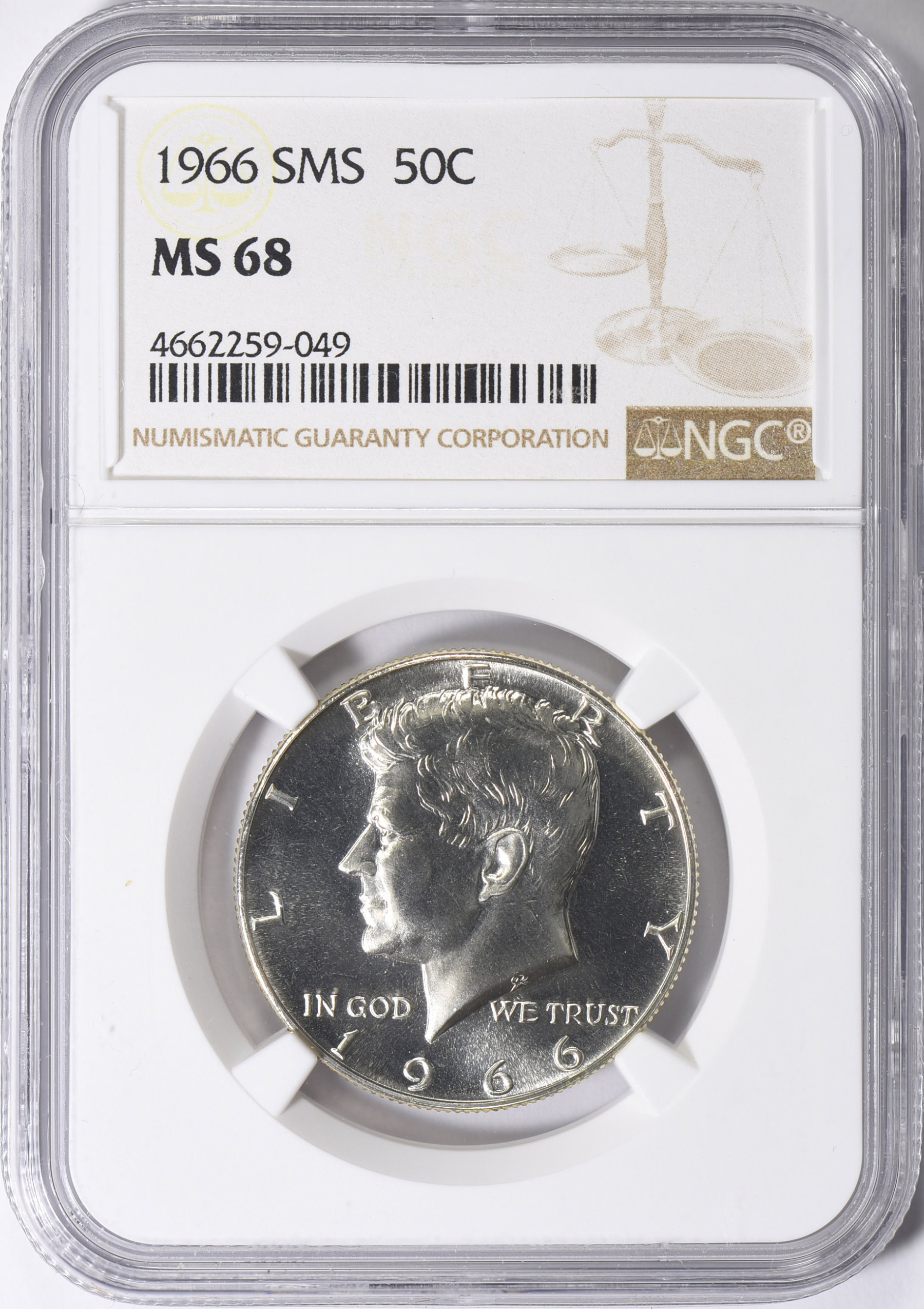 1966 Kennedy Half Dollar SMS NGC MS-68 (Item 1411597) | GreatCollections Coin Auctions