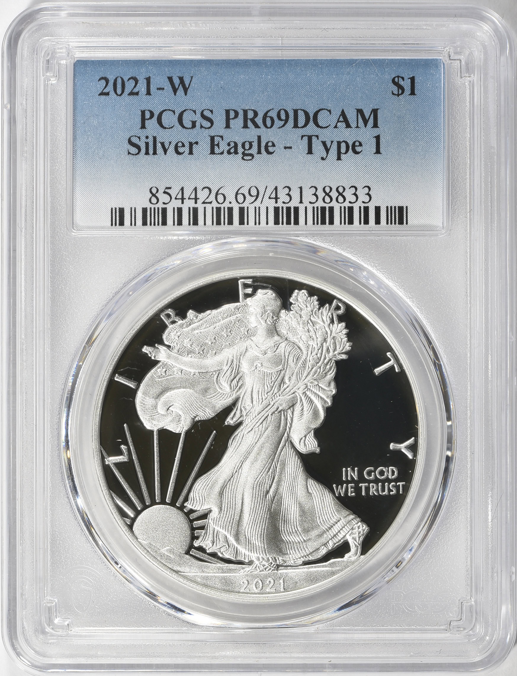2021-W $1 Silver Eagle Type 1 PCGS Proof-69 DCAM (Item 1412430) | GreatCollections Coin Auctions