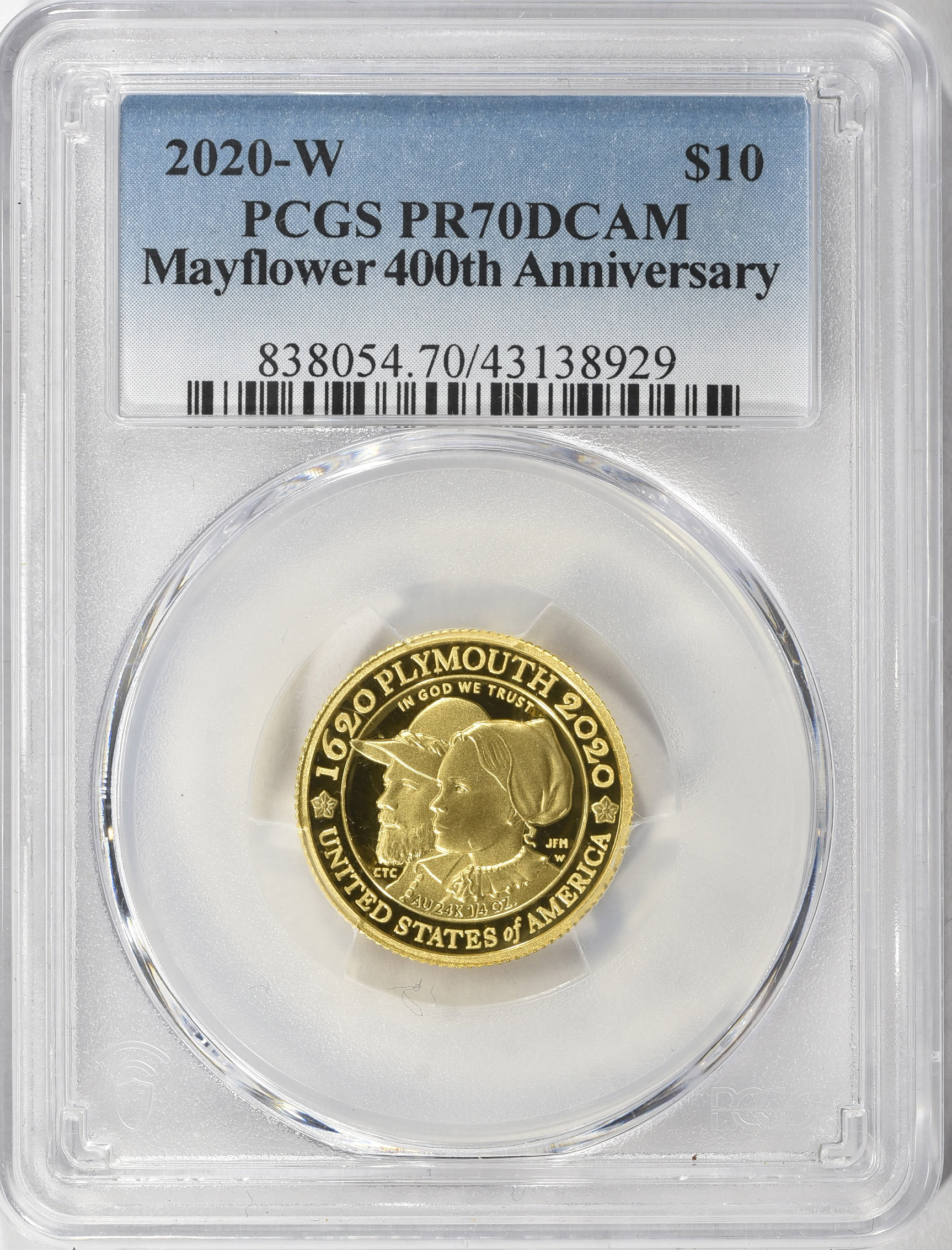2020-W Mayflower Voyage 400th Anniversary Gold $10 PCGS Proof-70 DCAM ...