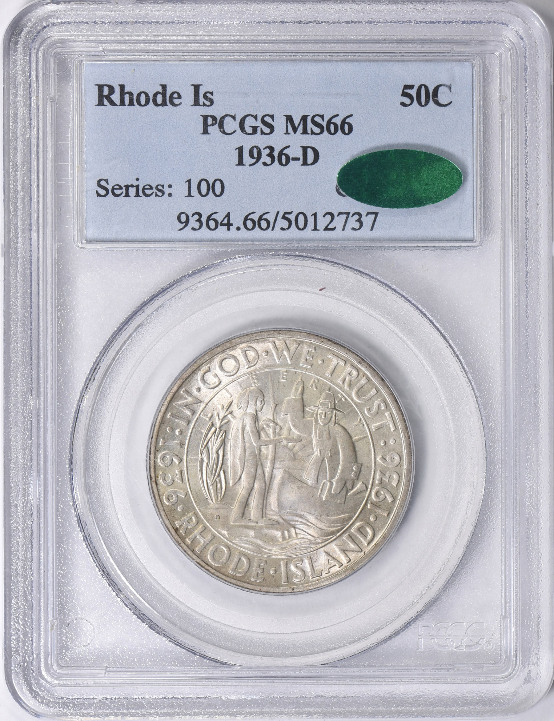 1936-D Providence, Rhode Island Tercentenary Half Dollar PCGS MS-66 ...