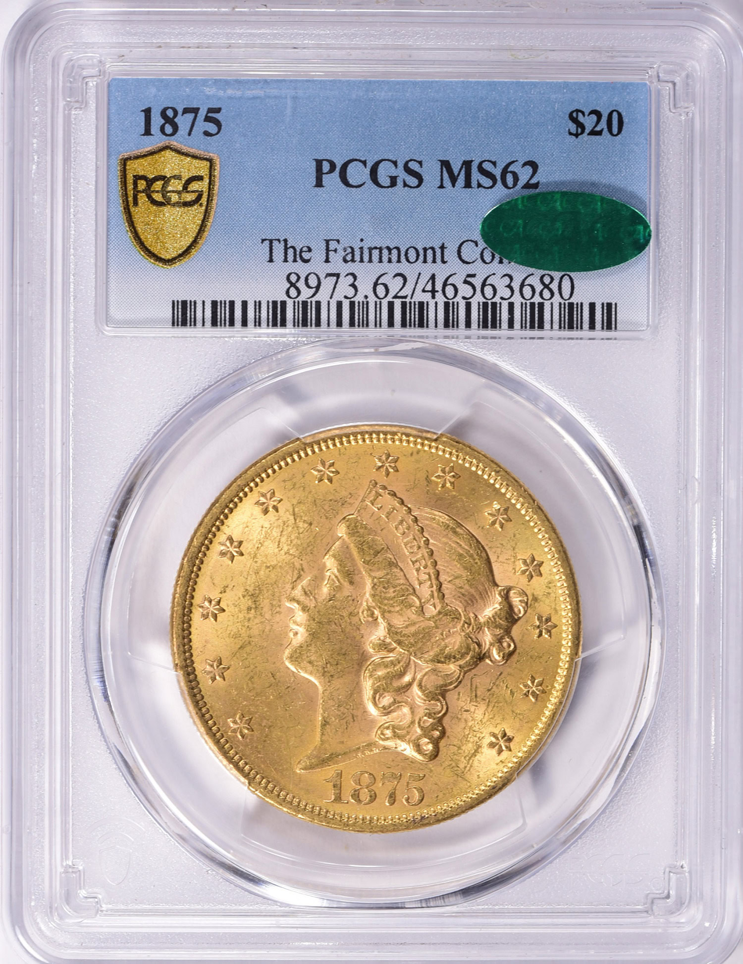 1875 Liberty Gold Double Eagle PCGS MS-62 (CAC Green) (The Fairmont Collection) (Item 1432056 ...
