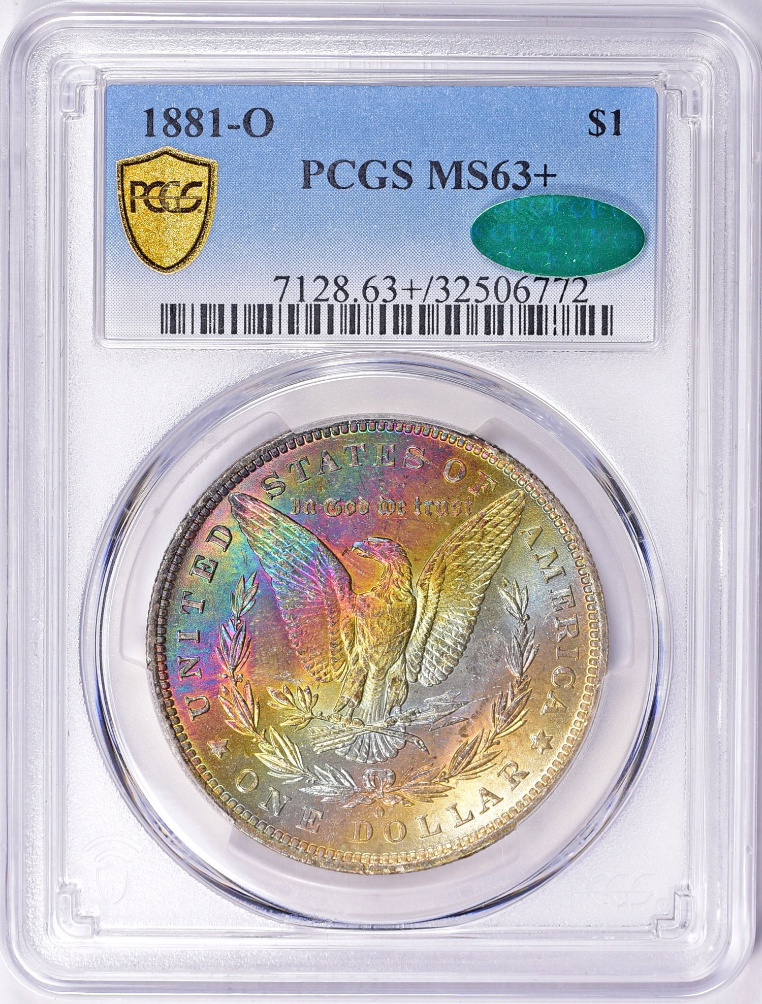 1881-O Morgan Silver Dollar PCGS MS-63+ (CAC Green) (Toned) (Item 1435997) | GreatCollections ...