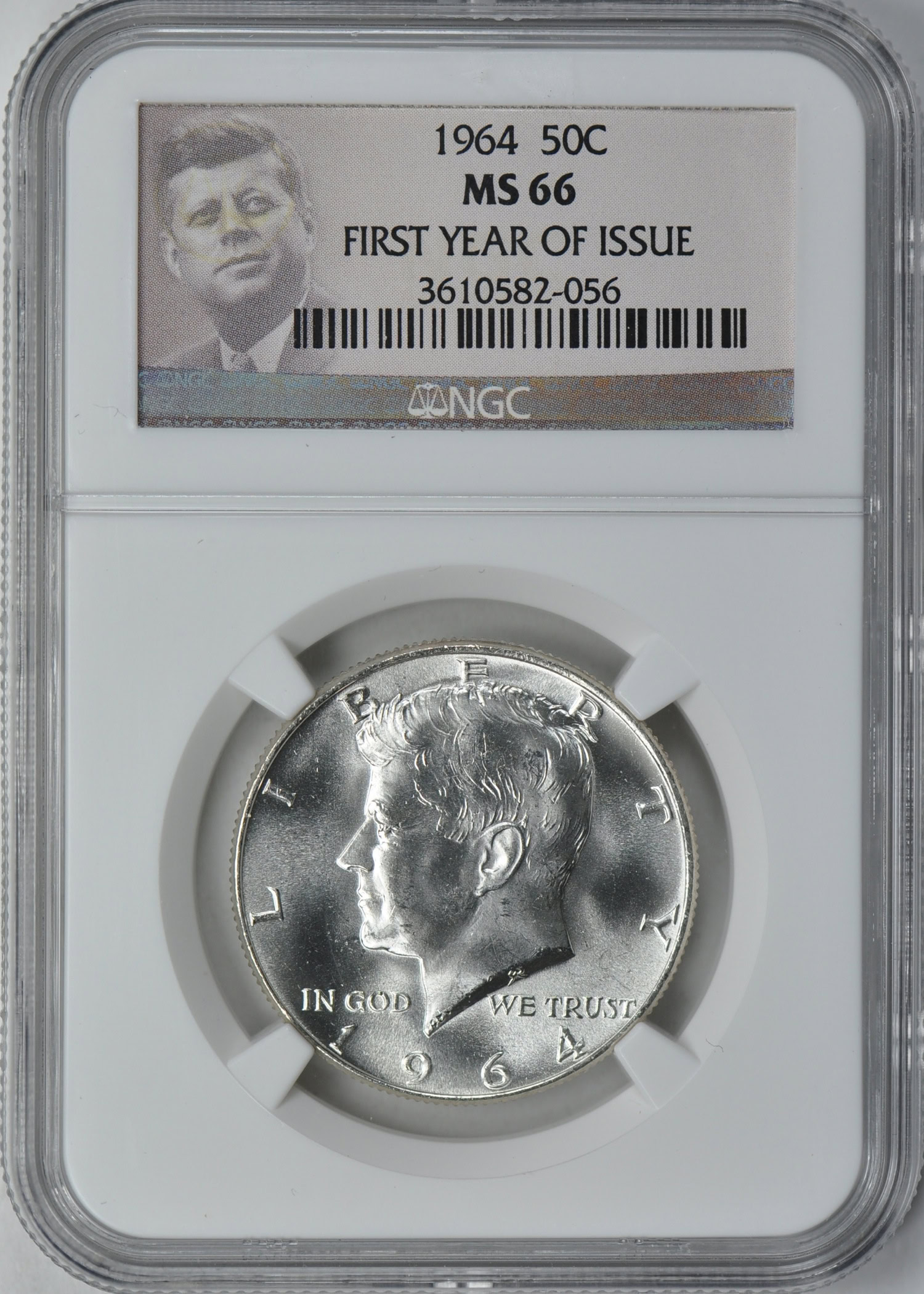 1964 Kennedy Half Dollar First Year of Issue NGC MS-66 (JFK Label ...