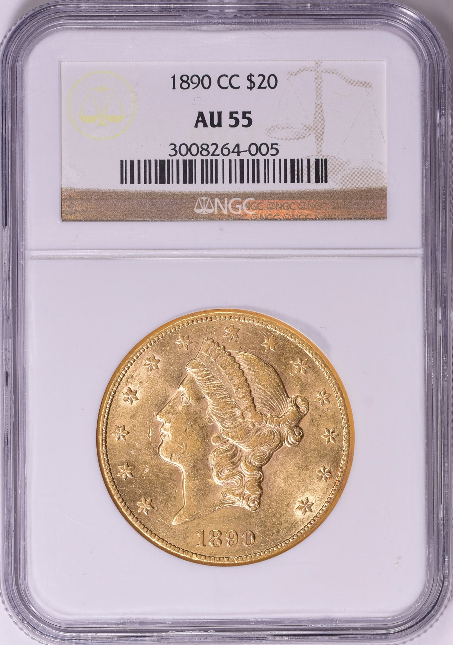 1890-CC Liberty Gold Double Eagle NGC AU-55 (Item 1442135) | GreatCollections Coin Auctions