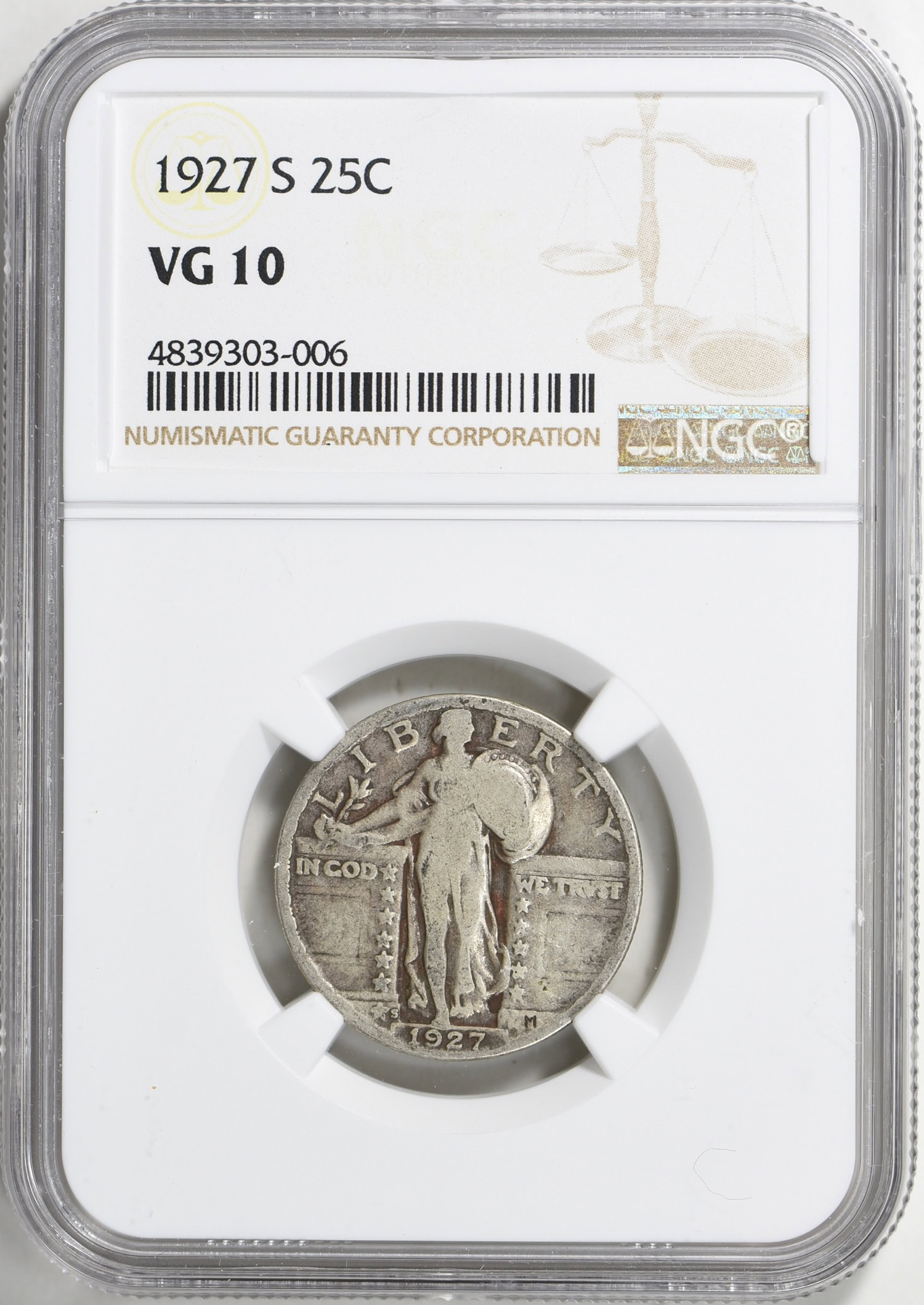 1927-S Standing Liberty Quarter NGC VG-10 (Item 1451065 ...