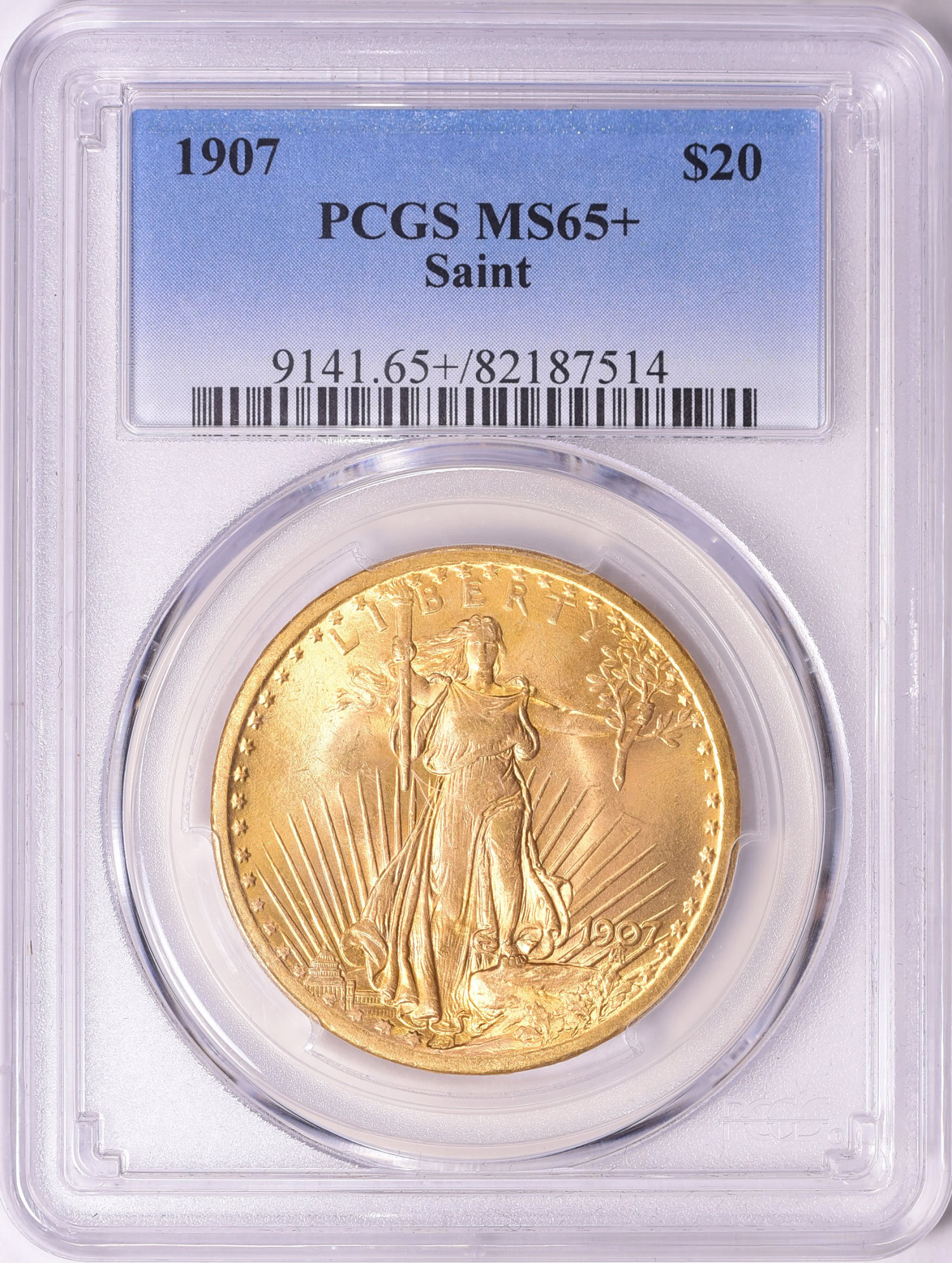 1907 Saint-Gaudens Gold Double Eagle Arabic Numerals PCGS MS-65+ (Item ...