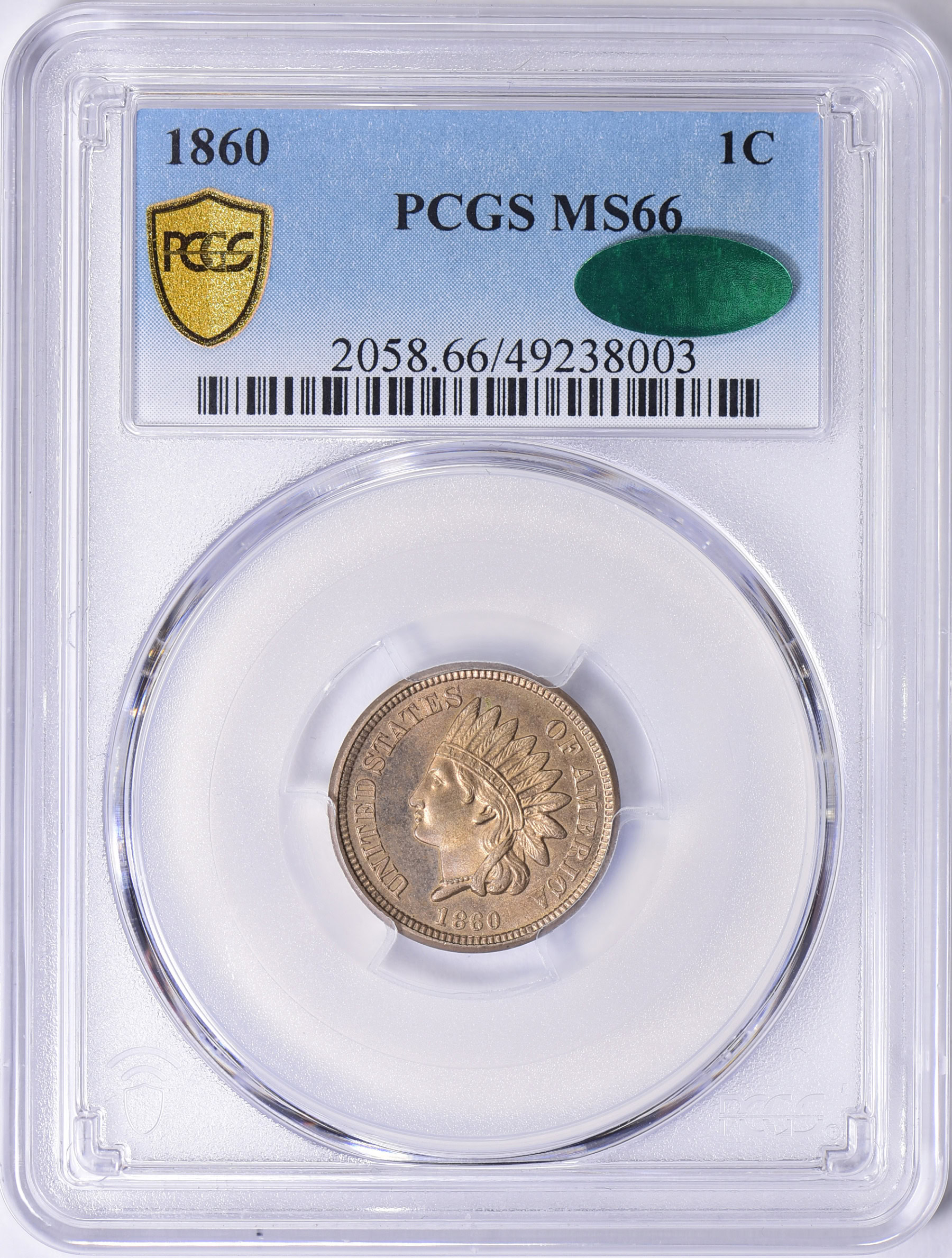 1860 Indian Cent PCGS MS-66 (CAC Green) (Item 1467829 ...