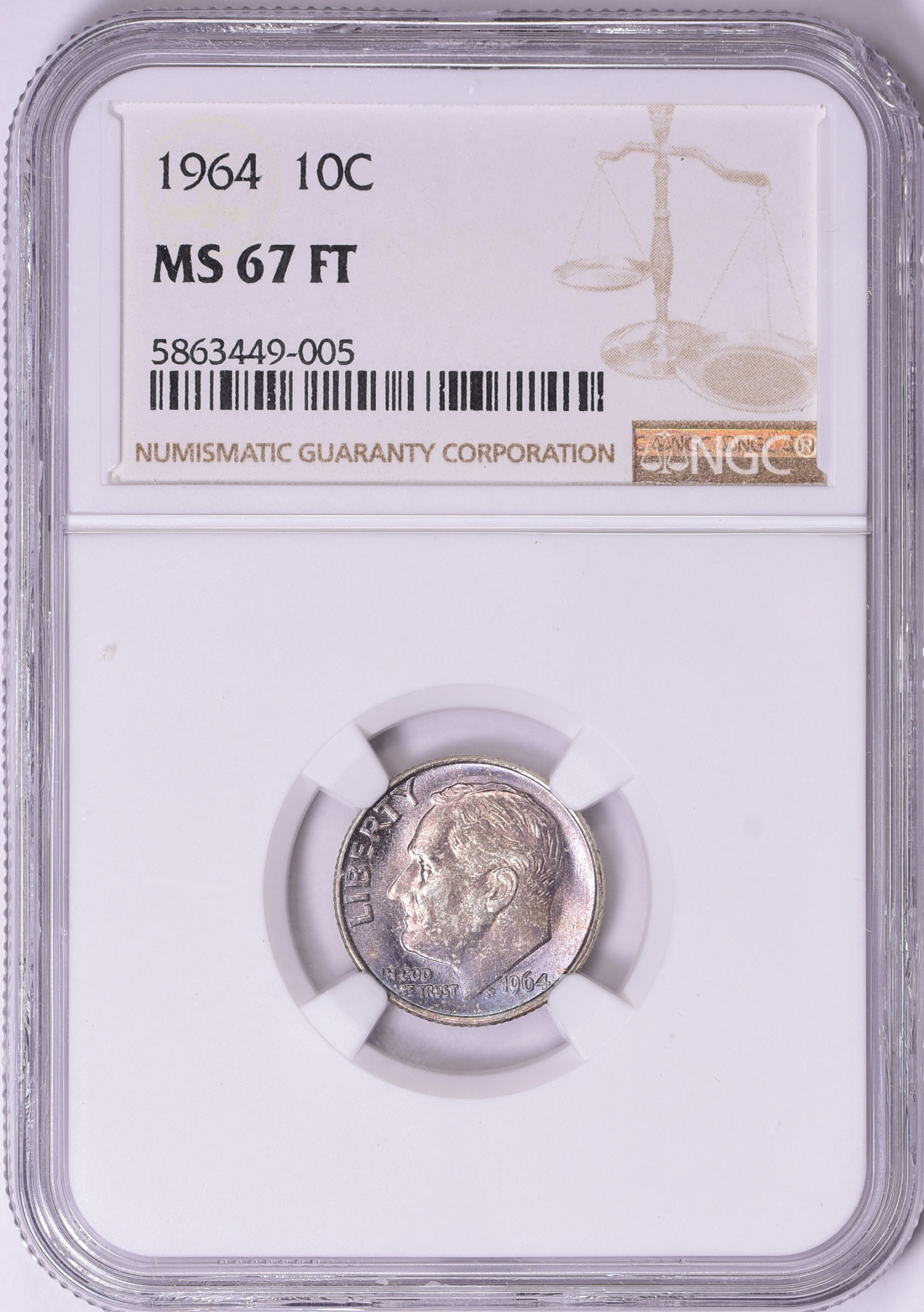 1964 Roosevelt Dime NGC MS-67 FT (Toned) (Item 1471698 ...