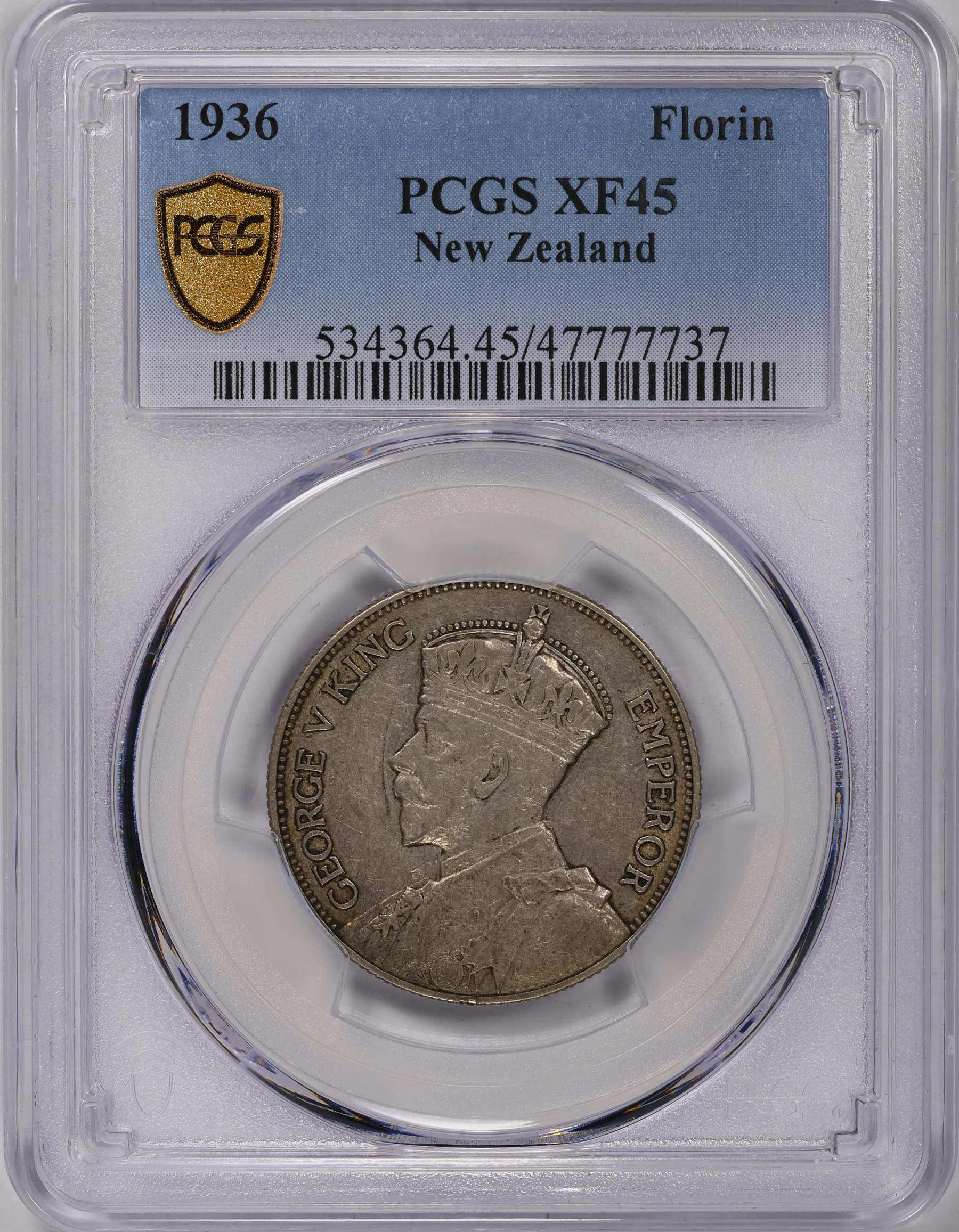 New Zealand 1936 Silver Florin KM-4 PCGS XF-45 (Item 1475906) | GreatCollections Coin Auctions