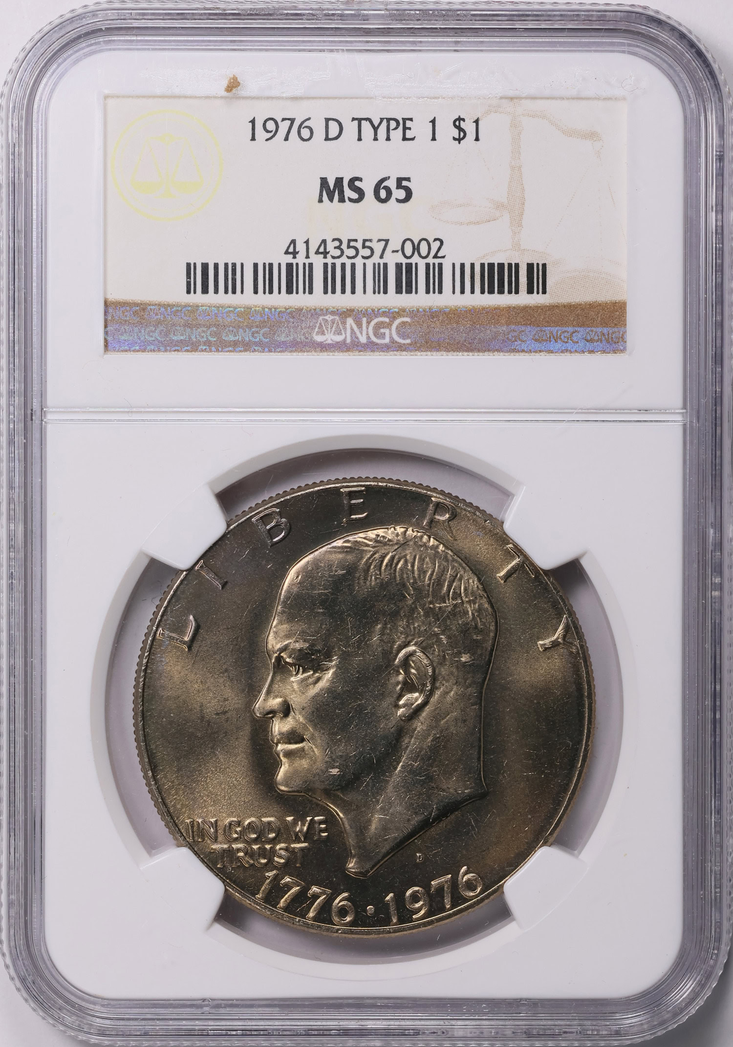 1976-D Eisenhower Dollar Type 1 NGC MS-65 (Toned) (Item 1492371) | GreatCollections Coin Auctions