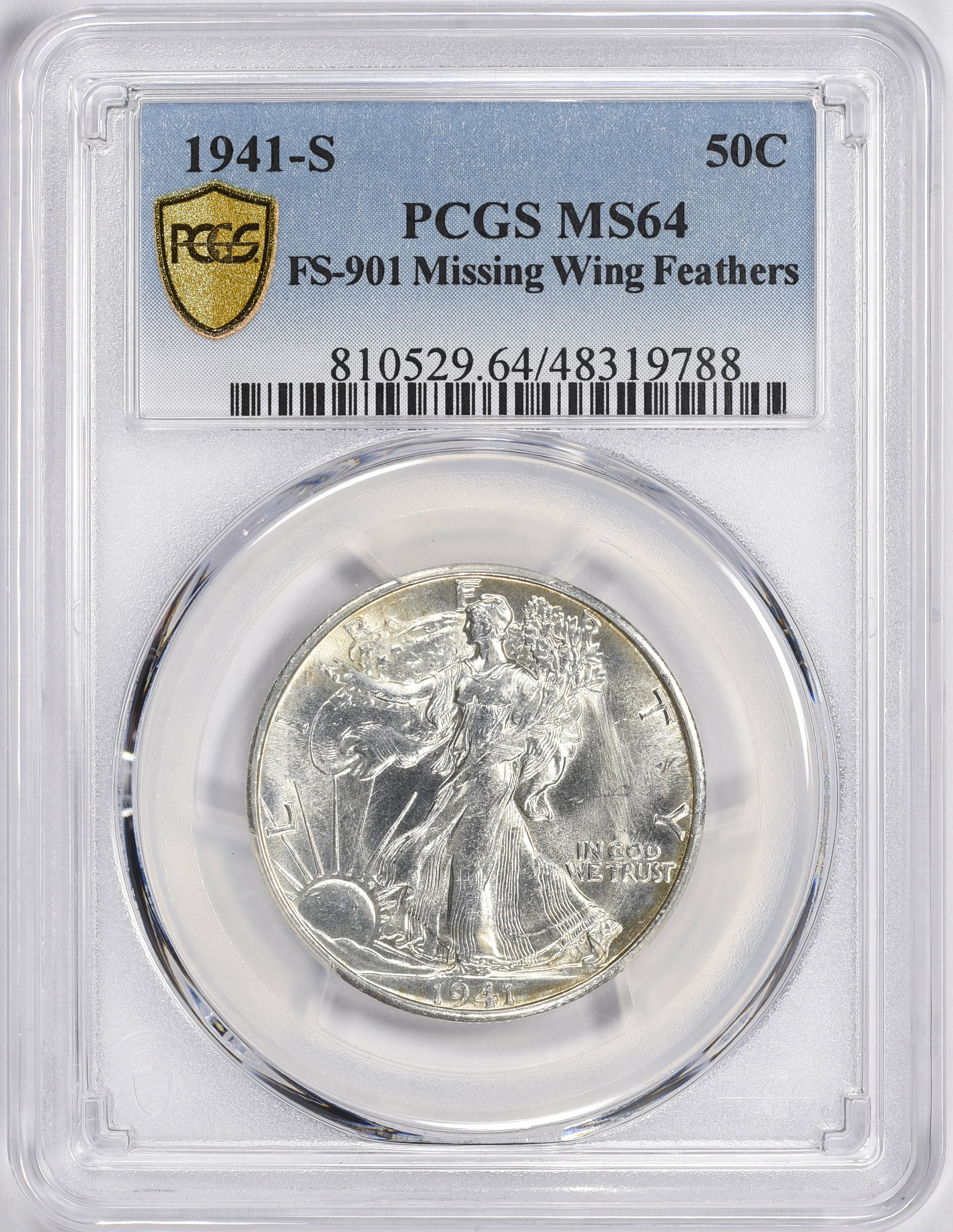1941-S Walking Liberty Half Dollar FS-901 Missing Wing Feathers PCGS MS ...