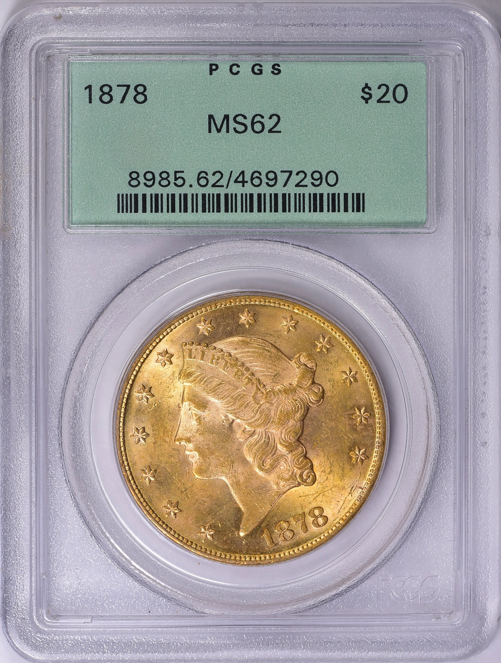 1878 Liberty Gold Double Eagle PCGS MS-62 OGH (Item 1520227) | GreatCollections Coin Auctions