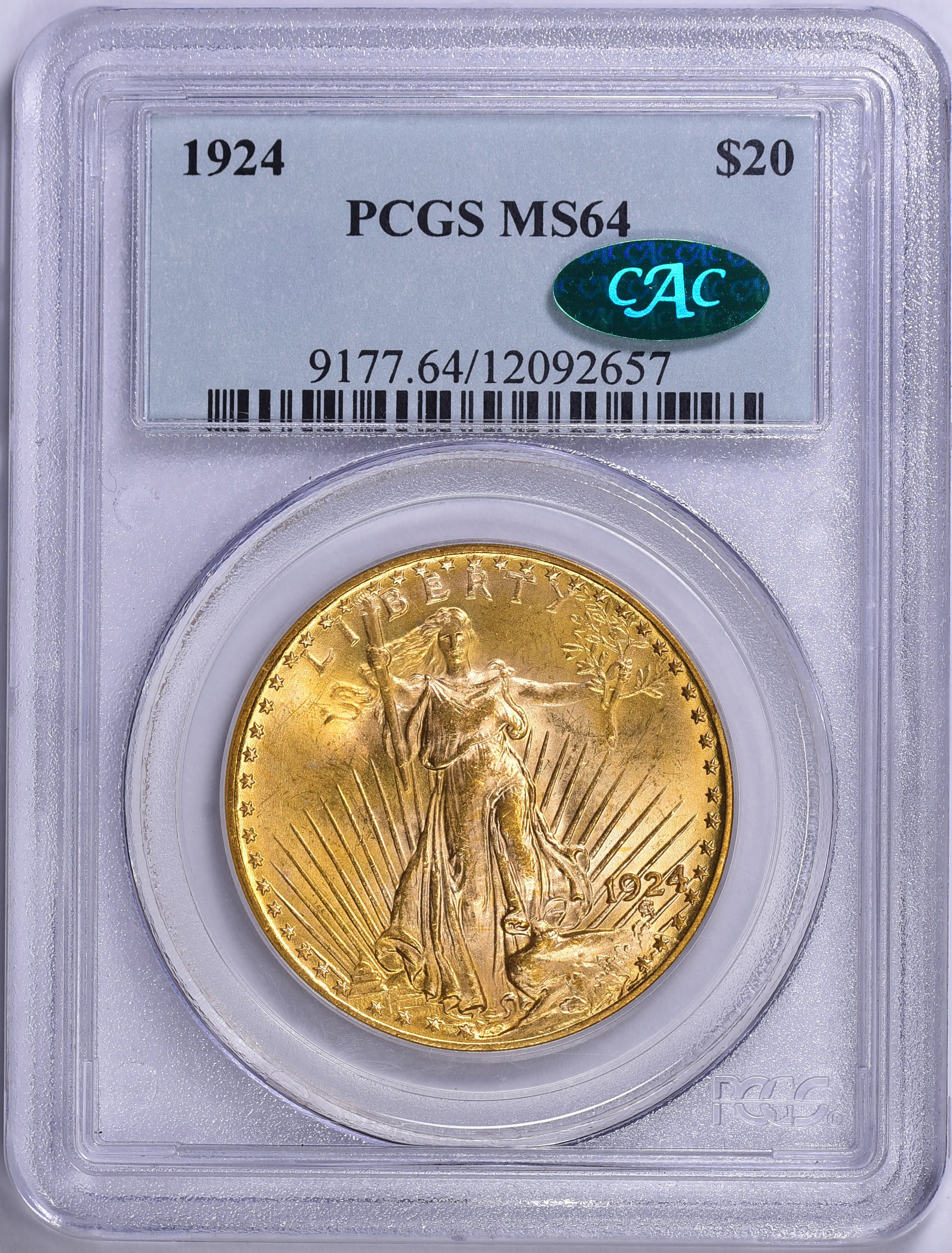 1924 Saint-Gaudens Gold Double Eagle PCGS MS-64 (CAC Green) (Item 1535386) | GreatCollections ...