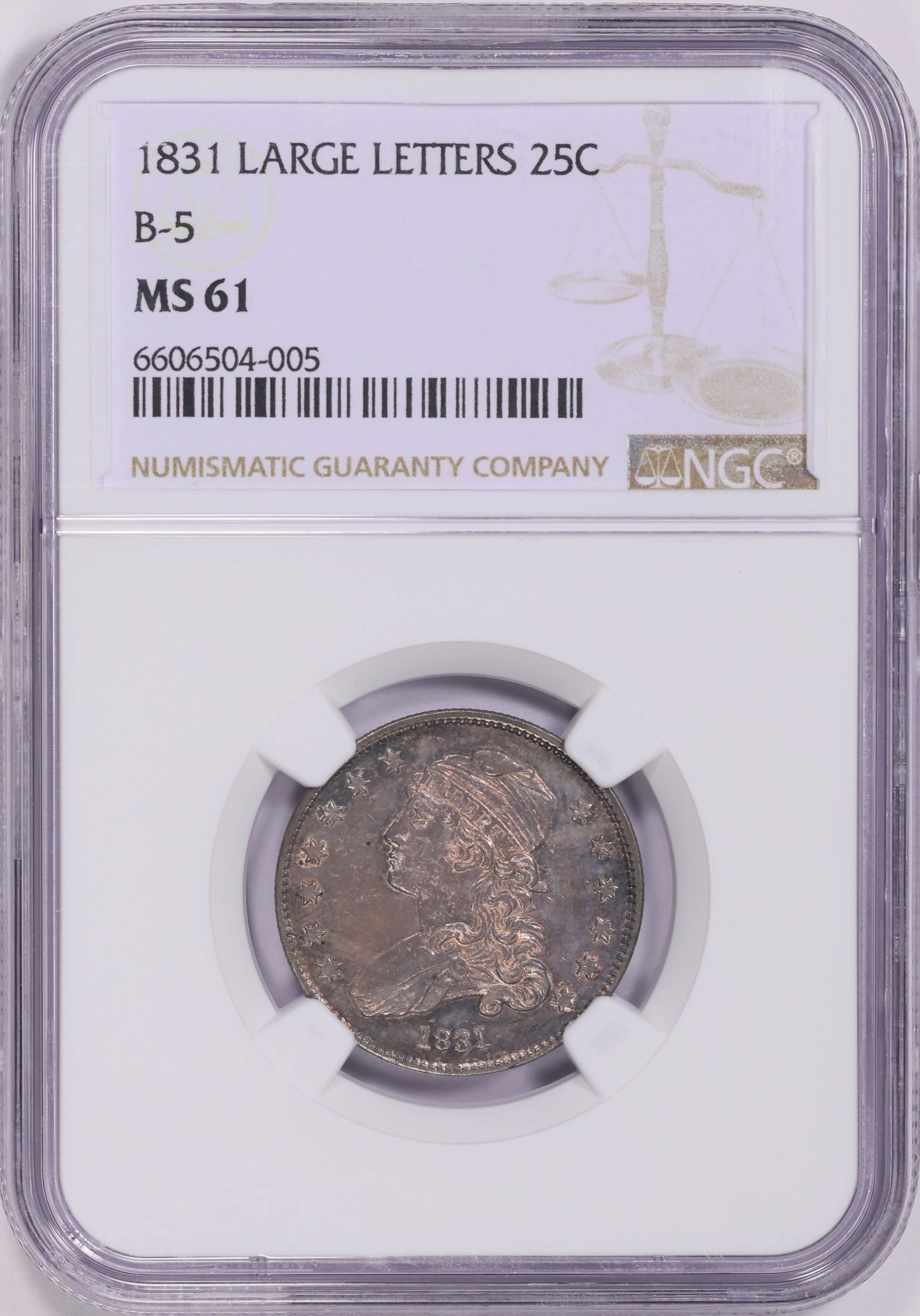 1831 Capped Bust Quarter Large Letters B-5 NGC MS-61 (Toned) (Item ...