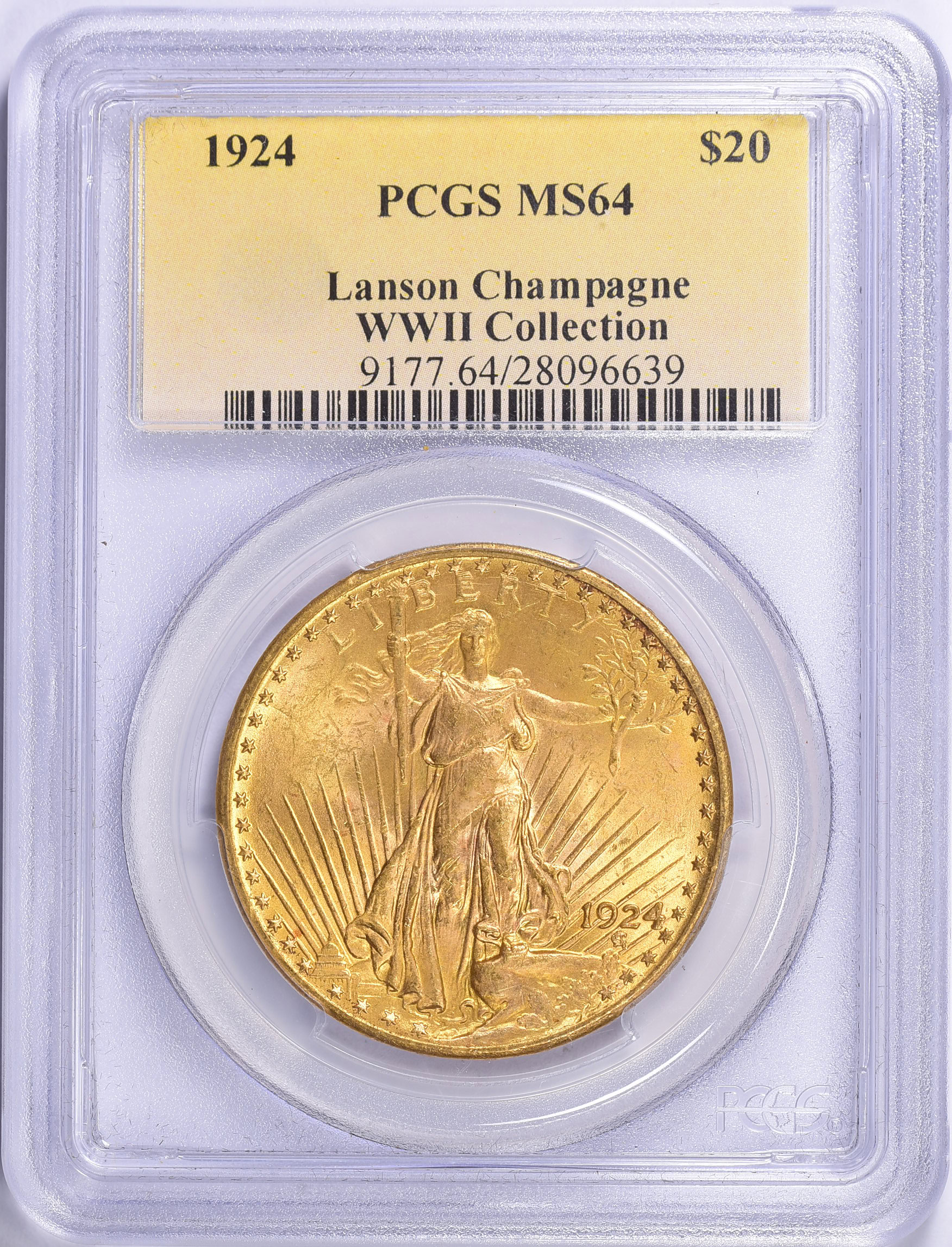 1924 Saint-Gaudens Gold Double Eagle PCGS MS-64 (Lanson Champgane WWII ...
