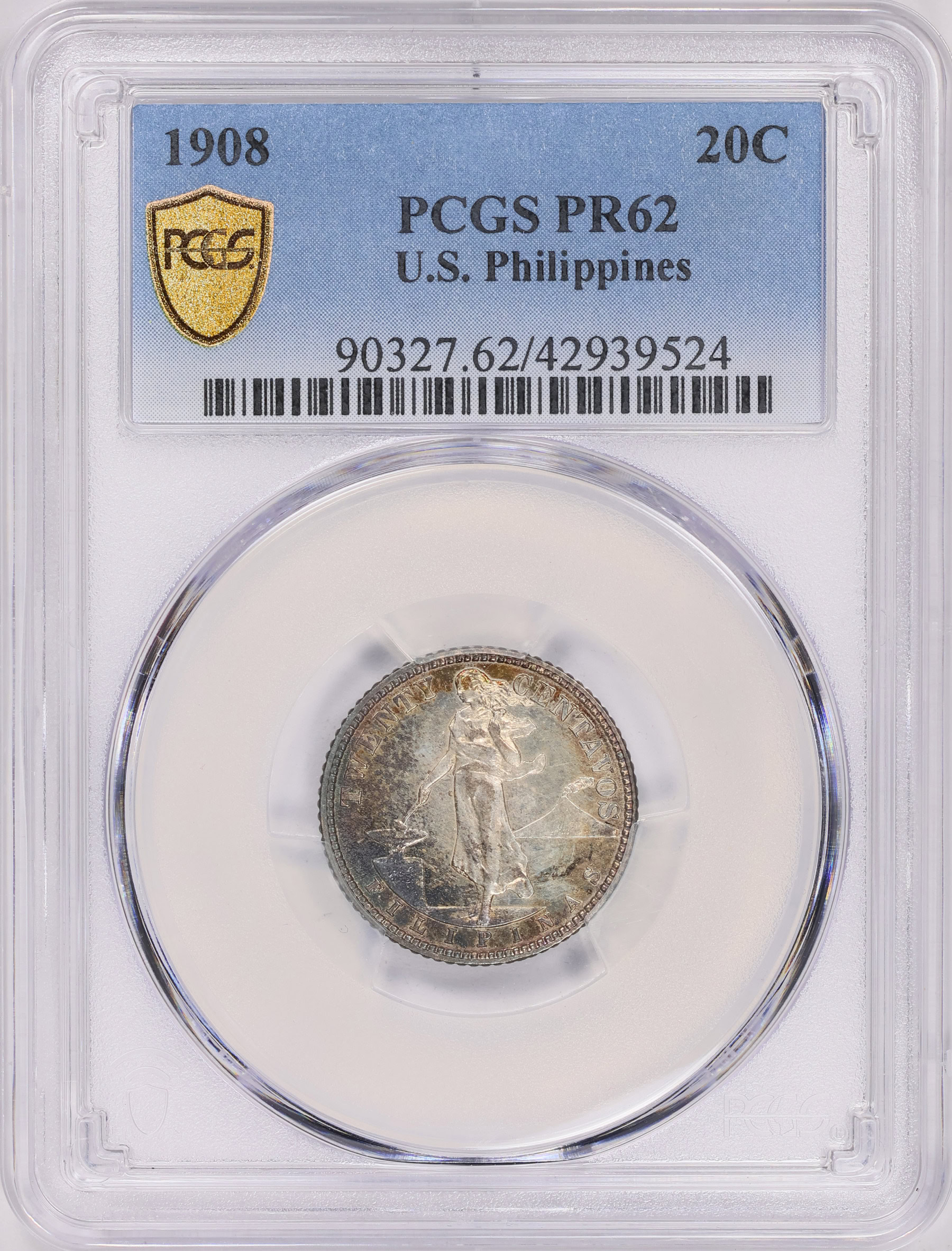 1908 U.S. Philippines Twenty Centavos PCGS Proof-62 (Item 1550674 ...