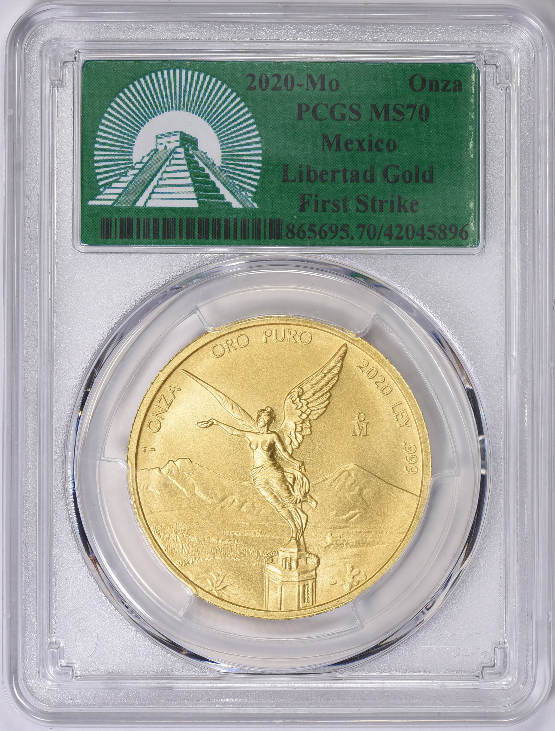 Mexico 2020-Mo Gold Onza Libertad Gold KM-675 First Strike PCGS MS-70 (Chichen Itza Label) (AGW ...