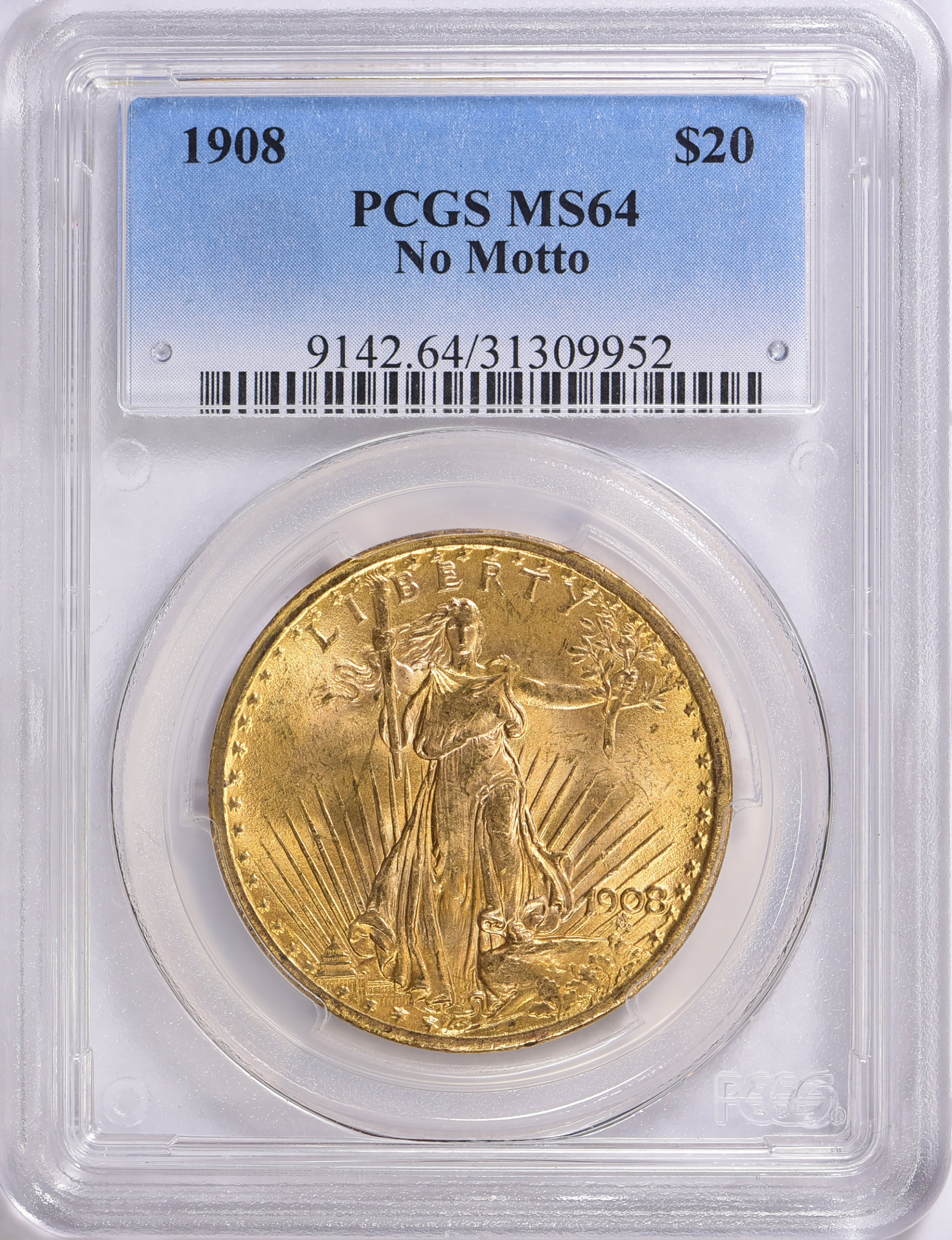 1908 Saint-Gaudens Gold Double Eagle No Motto PCGS MS-64 (Item 1559161 ...