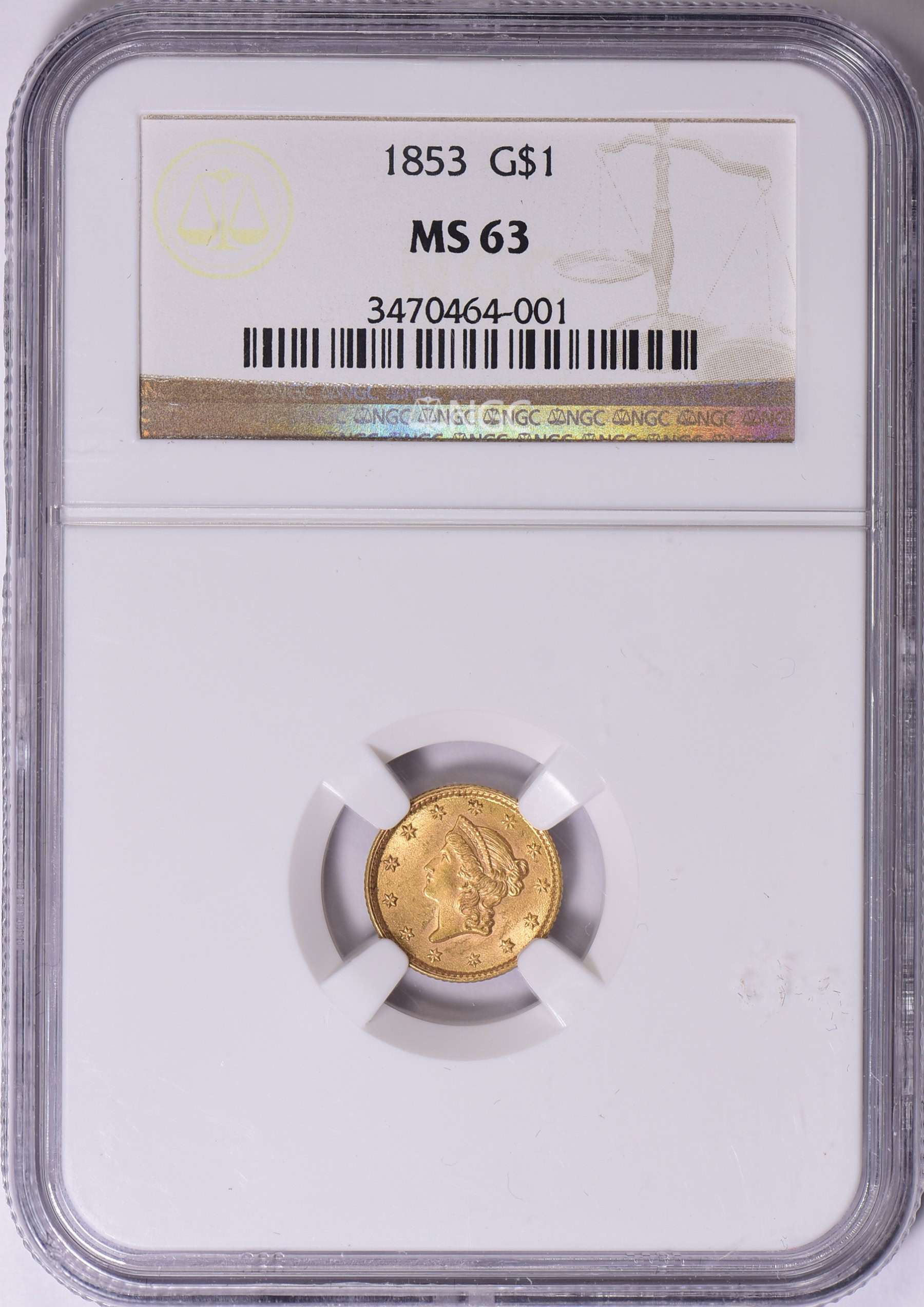 1853 Liberty Gold Dollar NGC MS-63 (Item 1562326) | GreatCollections ...