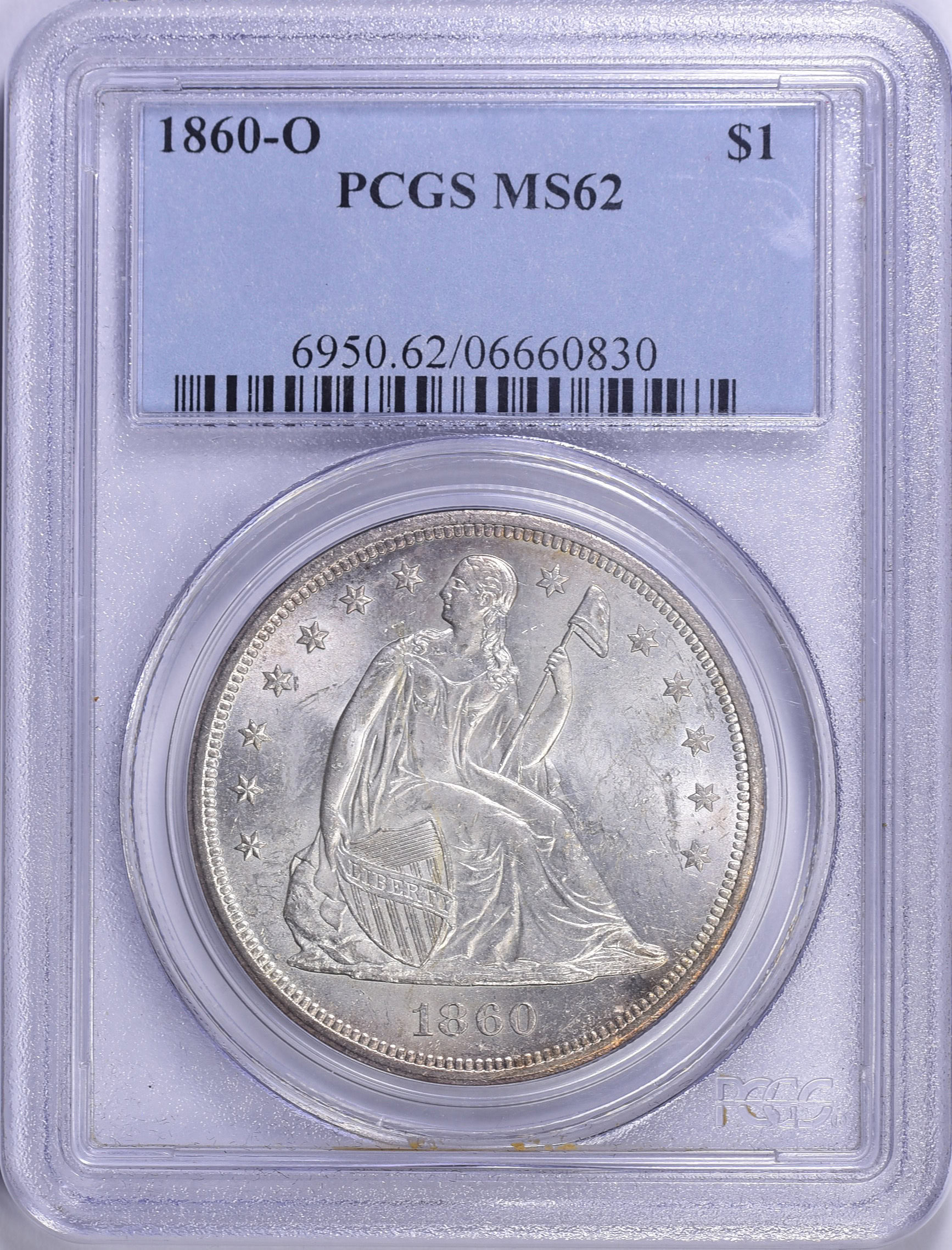 1860-O Seated Liberty Silver Dollar PCGS MS-62 (Item 1570004) | GreatCollections Coin Auctions