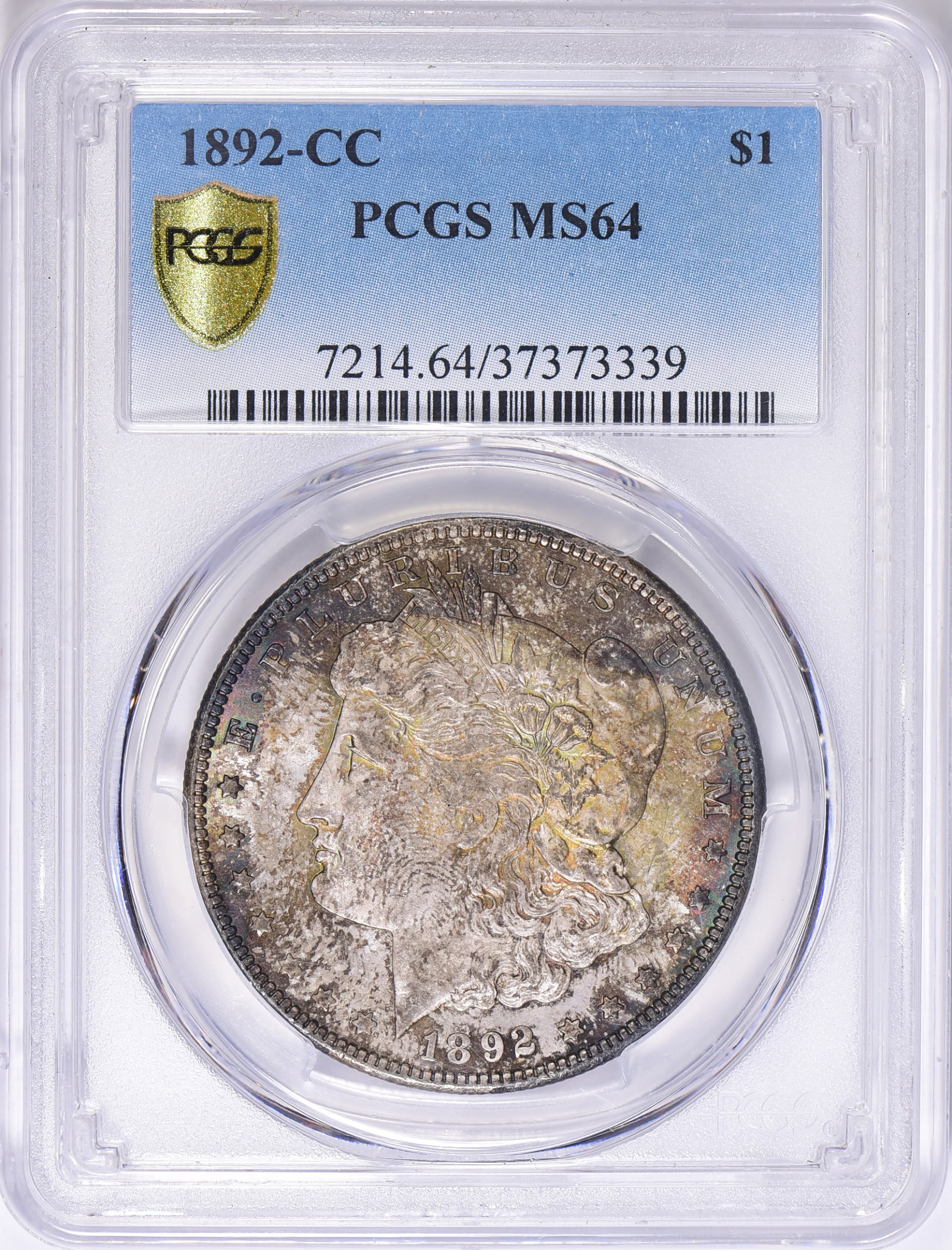 1892-CC Morgan Silver Dollar PCGS MS-64 (Toned) (Item 1572545) | GreatCollections Coin Auctions