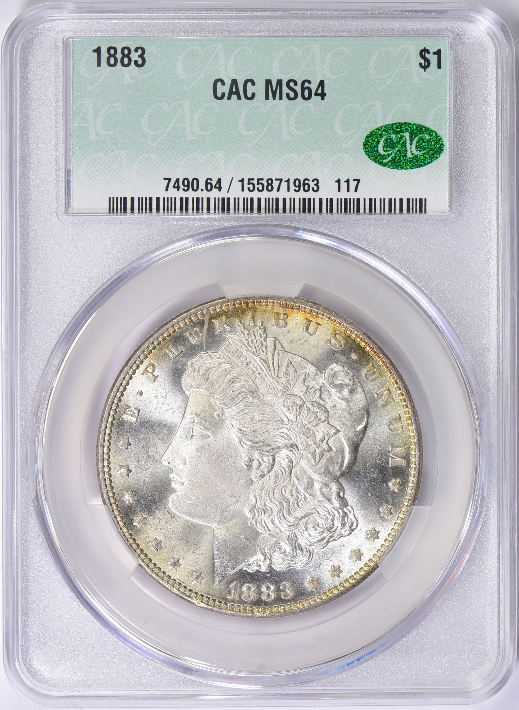 1883 Morgan Silver Dollar CACG MS-64 (Toned) (Item 1572938) | GreatCollections Coin Auctions