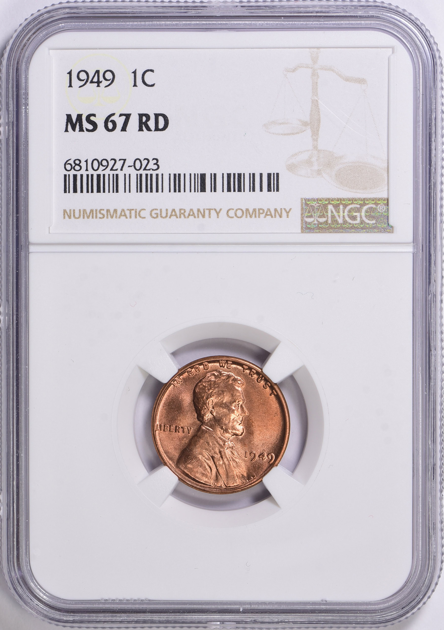 1949 Lincoln Cent NGC MS-67 RD (Item 1574336) | GreatCollections Coin ...