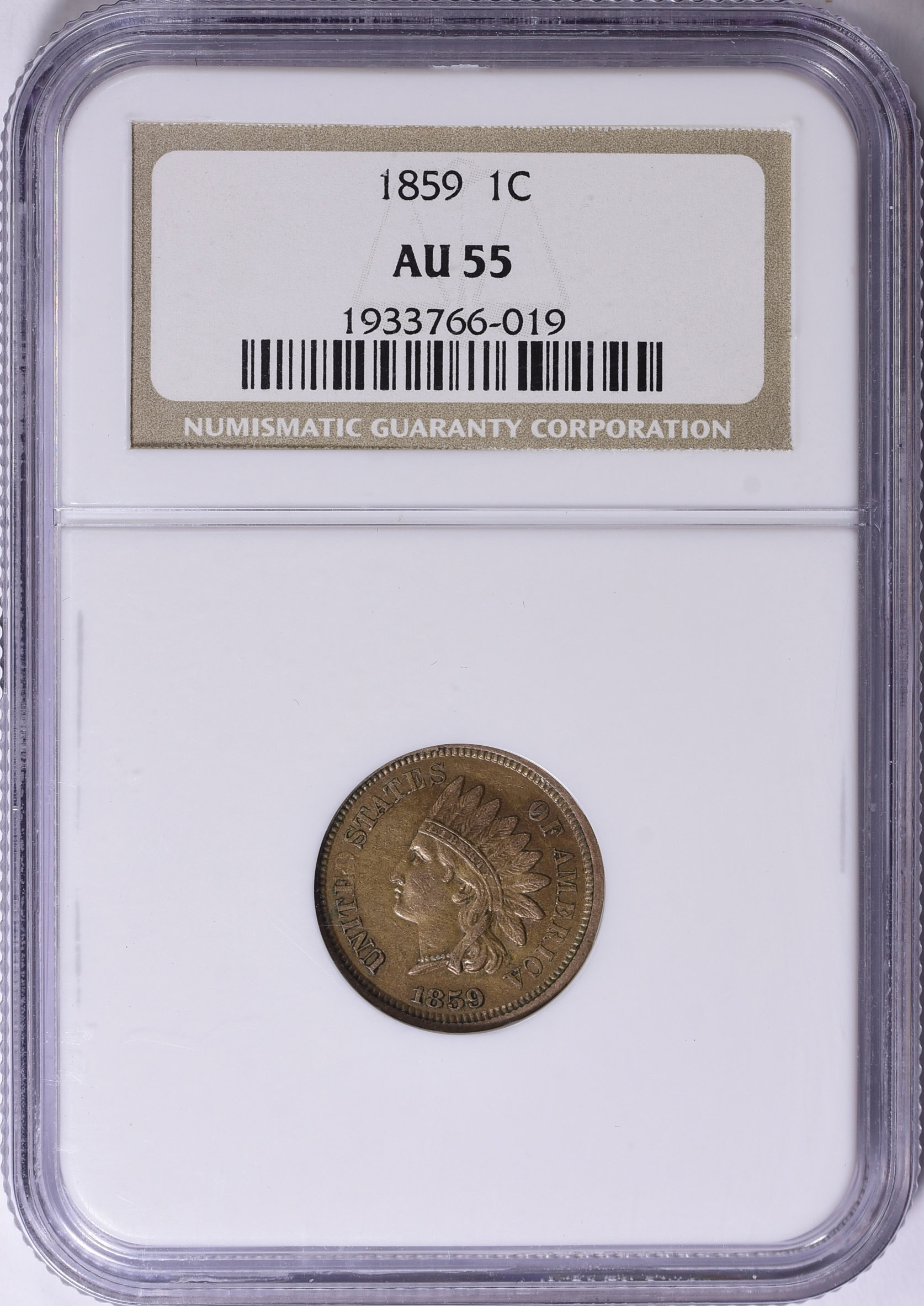 1859 Indian Cent NGC AU-55 (Item 1575932) | GreatCollections Coin Auctions