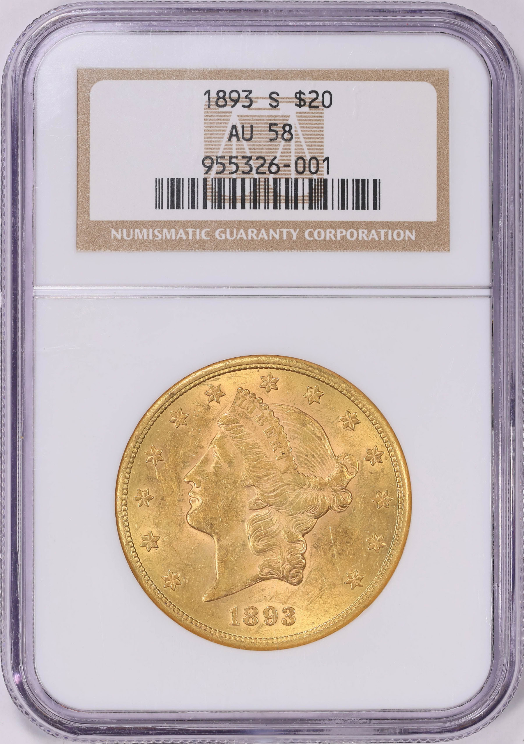 1893-S Liberty Gold Double Eagle NGC AU-58 (Item 1580208) | GreatCollections Coin Auctions