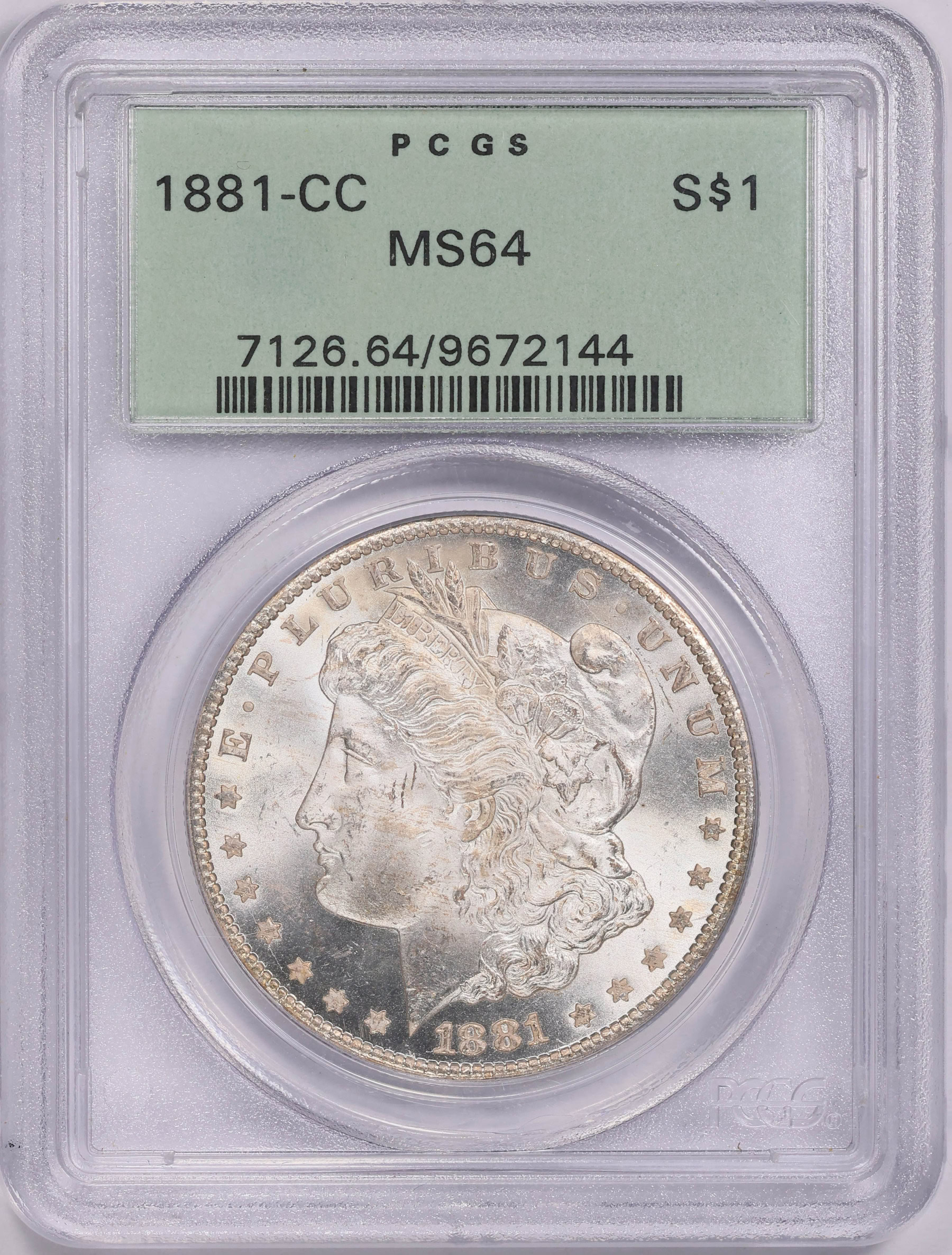 1881-CC Morgan Silver Dollar PCGS MS-64 OGH (Item 1583092) | GreatCollections Coin Auctions