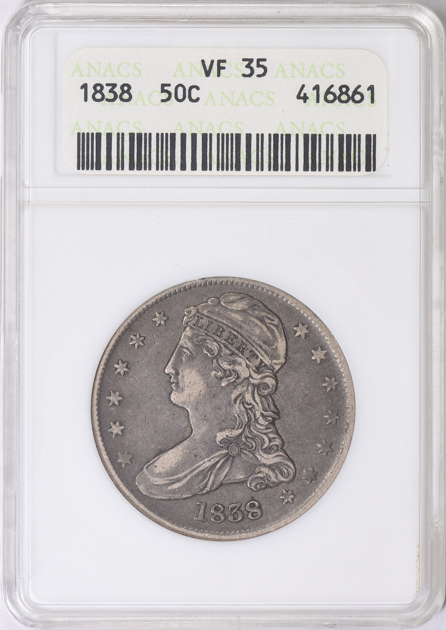 1838 Capped Bust Half Dollar ANACS VF-35 OH (Item 1585166 ...
