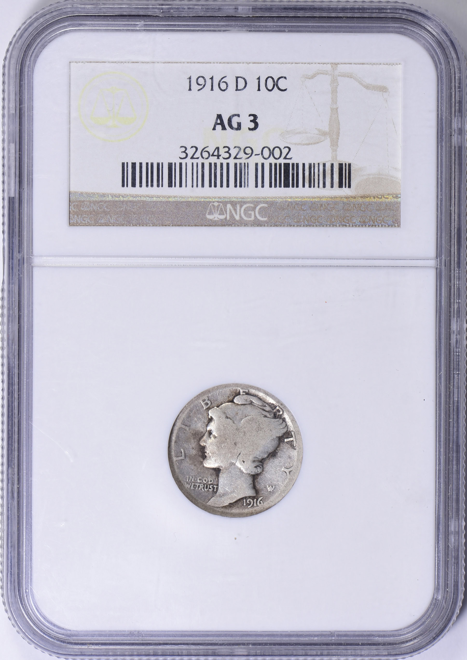 1916-D Mercury Dime NGC AG-03 (Item 1585375) | GreatCollections Coin Auctions