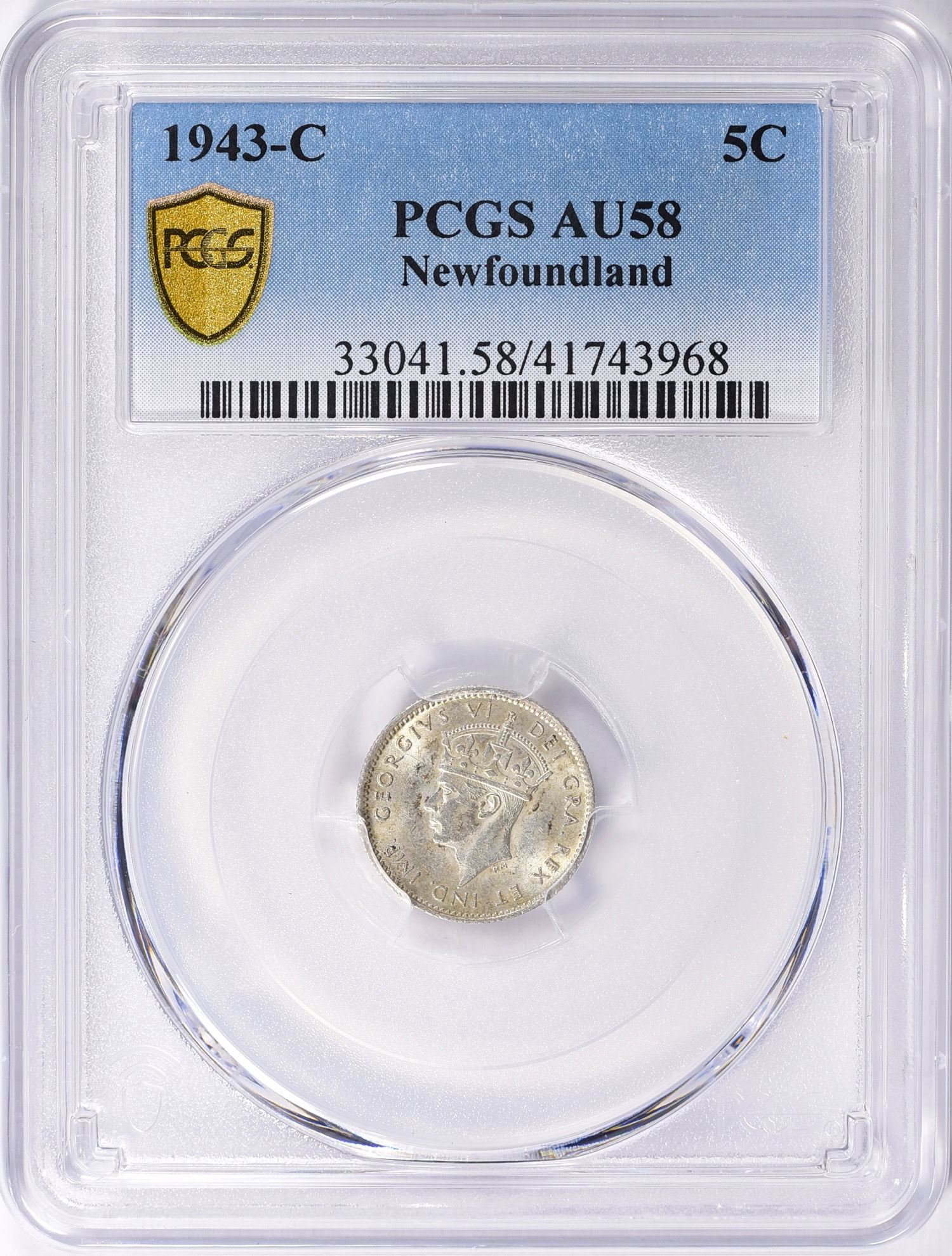 Canada - Newfoundland 1943-C Silver 5 Cents KM-19 PCGS AU-58 (Item 1585390) | GreatCollections ...